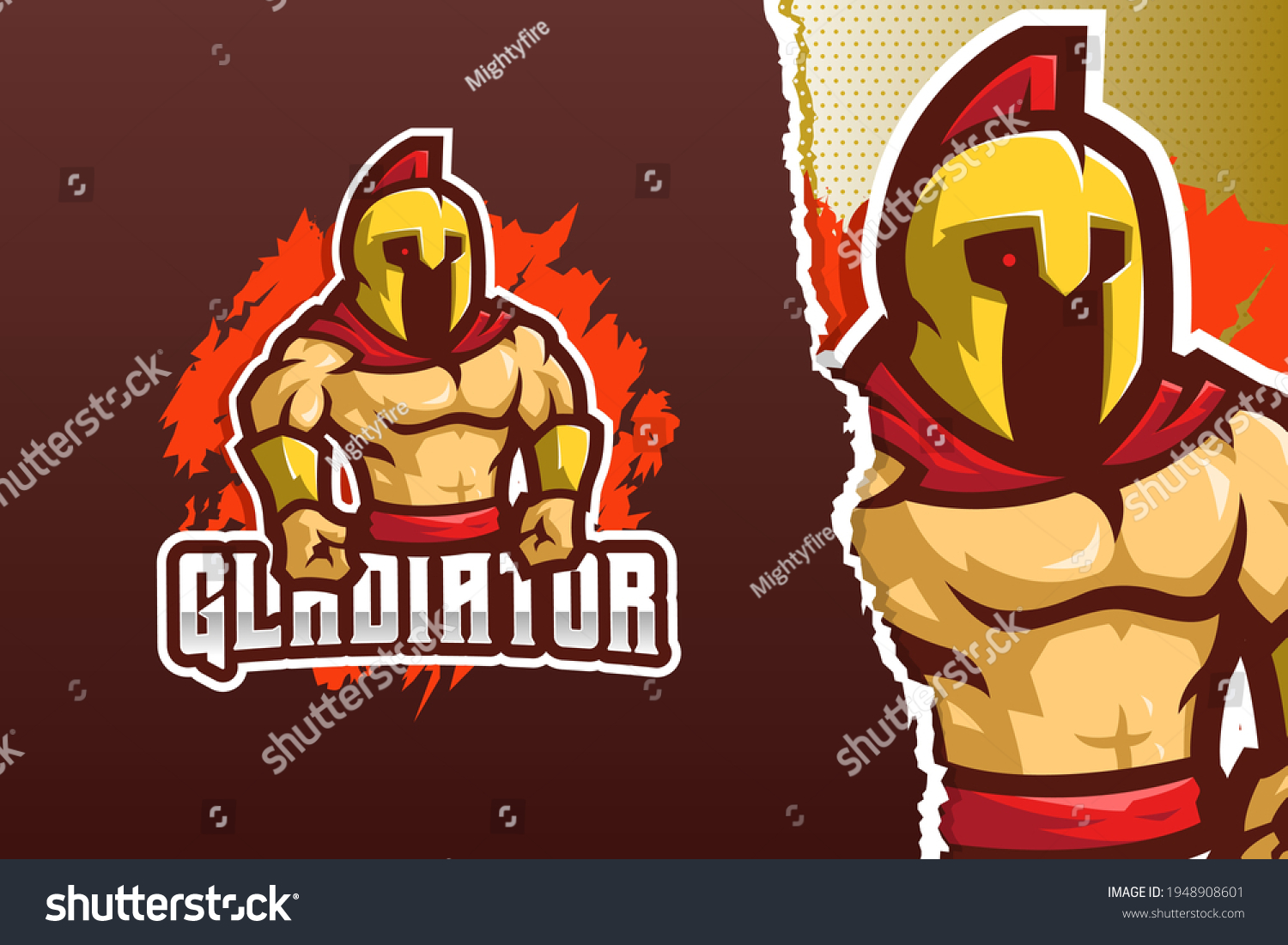 Gladiator Mascot Logo Template: เวกเตอร์สต็อก (ปลอดค่าลิขสิทธิ์ ...