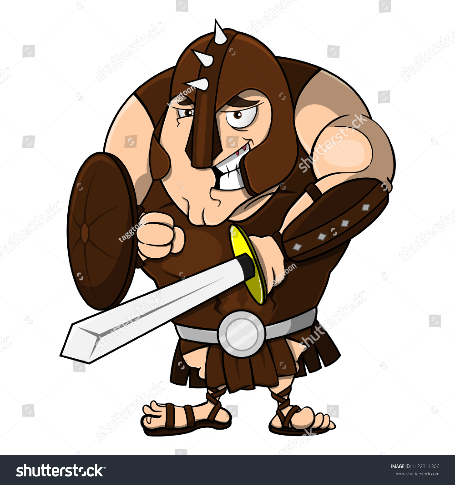 Gladiator Ready War Cartoon Vector Stock Vector (Royalty Free) 1122311306