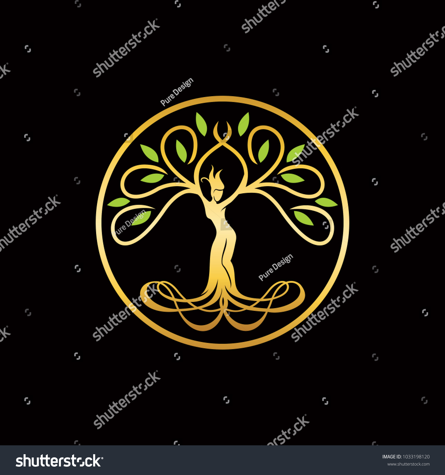 Goddess Tree Logo Template: vector de stock (libre de regalías) 1033198120