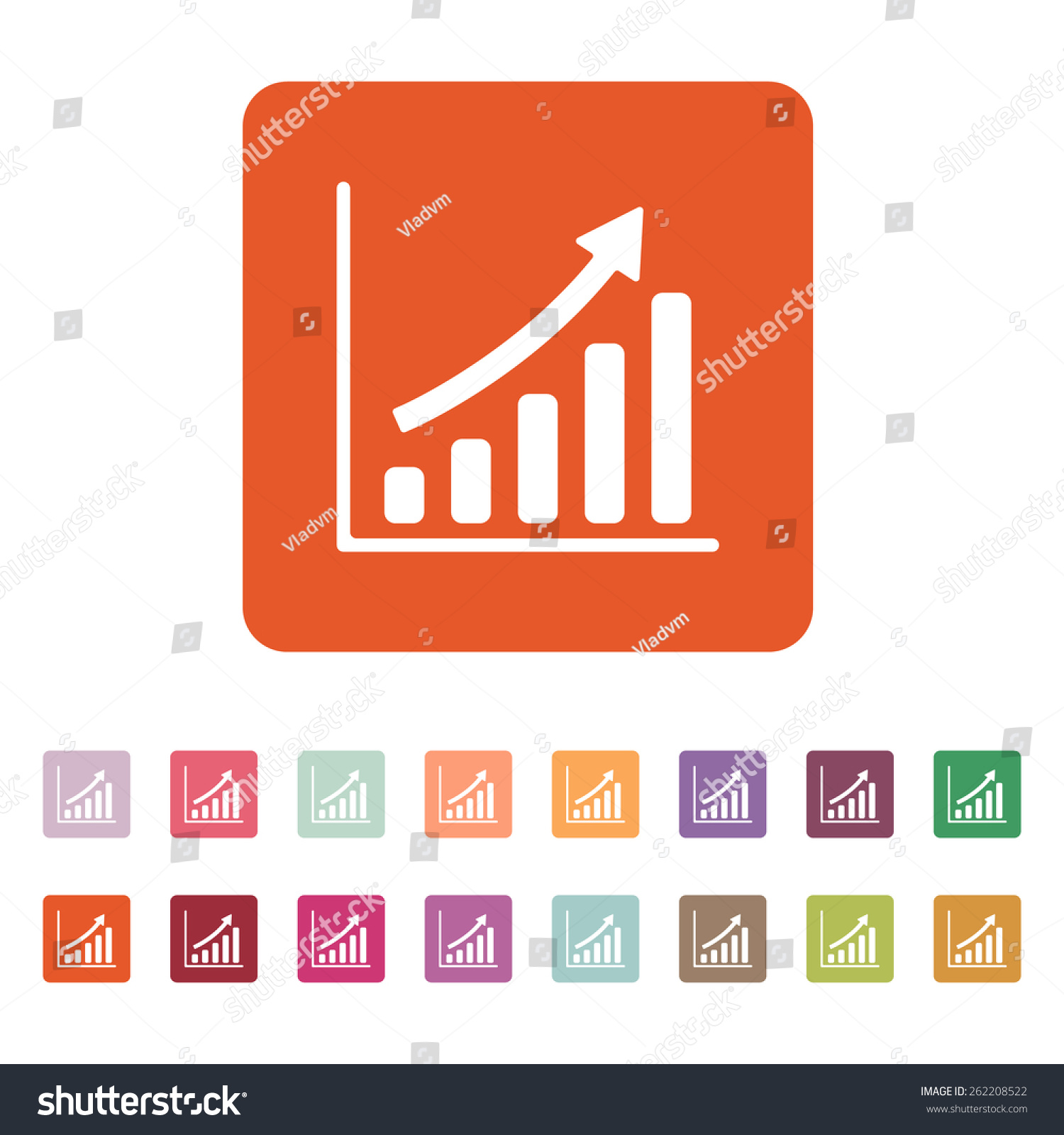 Growing Graph Icon Progress Symbol Flat: เวกเตอร์สต็อก (ปลอดค่า ...