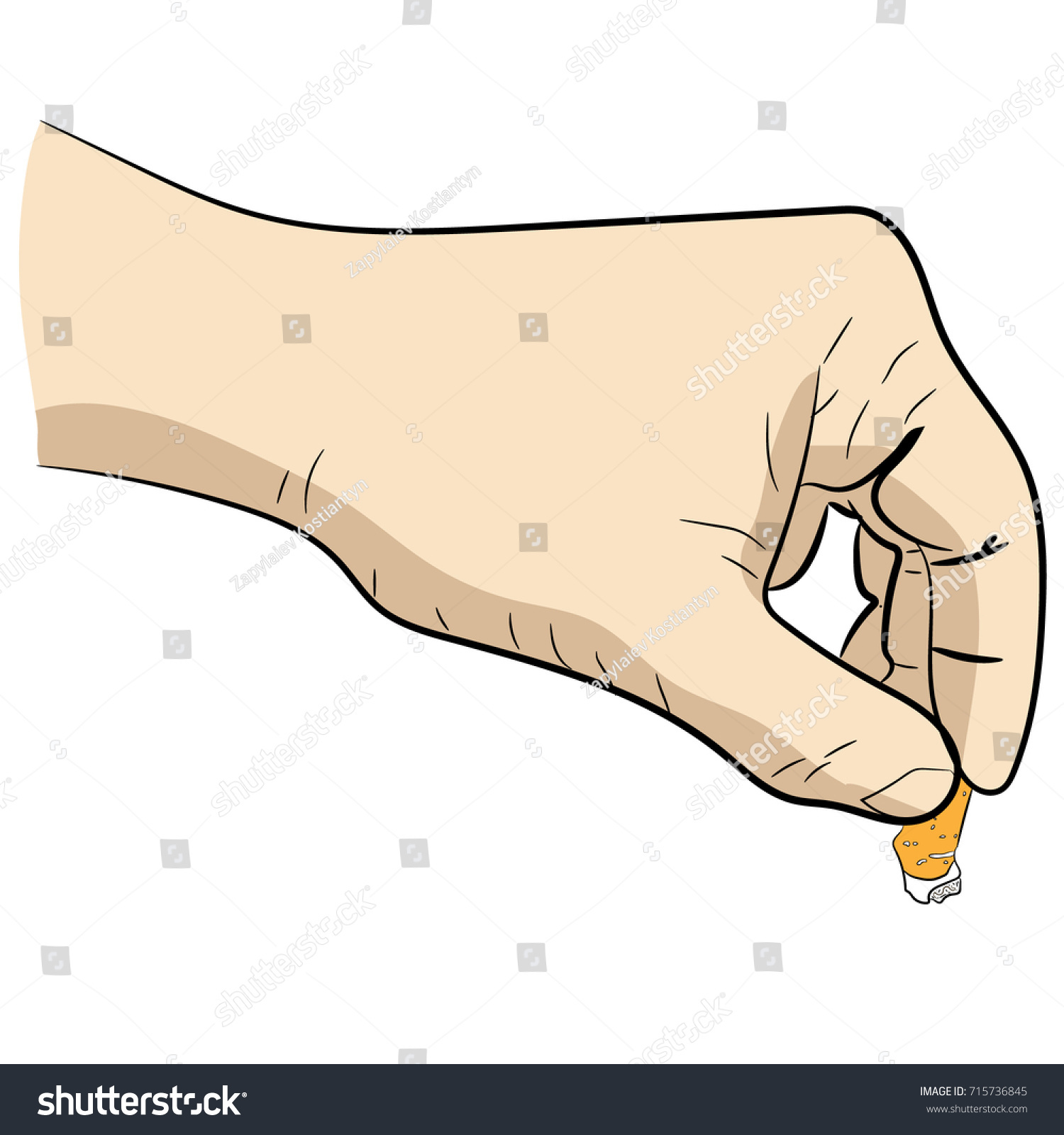Hand Putting Out Cigarette Stock Vector (Royalty Free) 715736845 ...