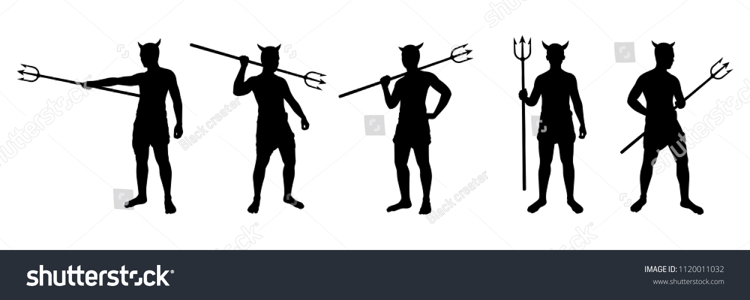 Hell Trident Silhouette Vector Set Stock Vector (Royalty Free) 1120011032