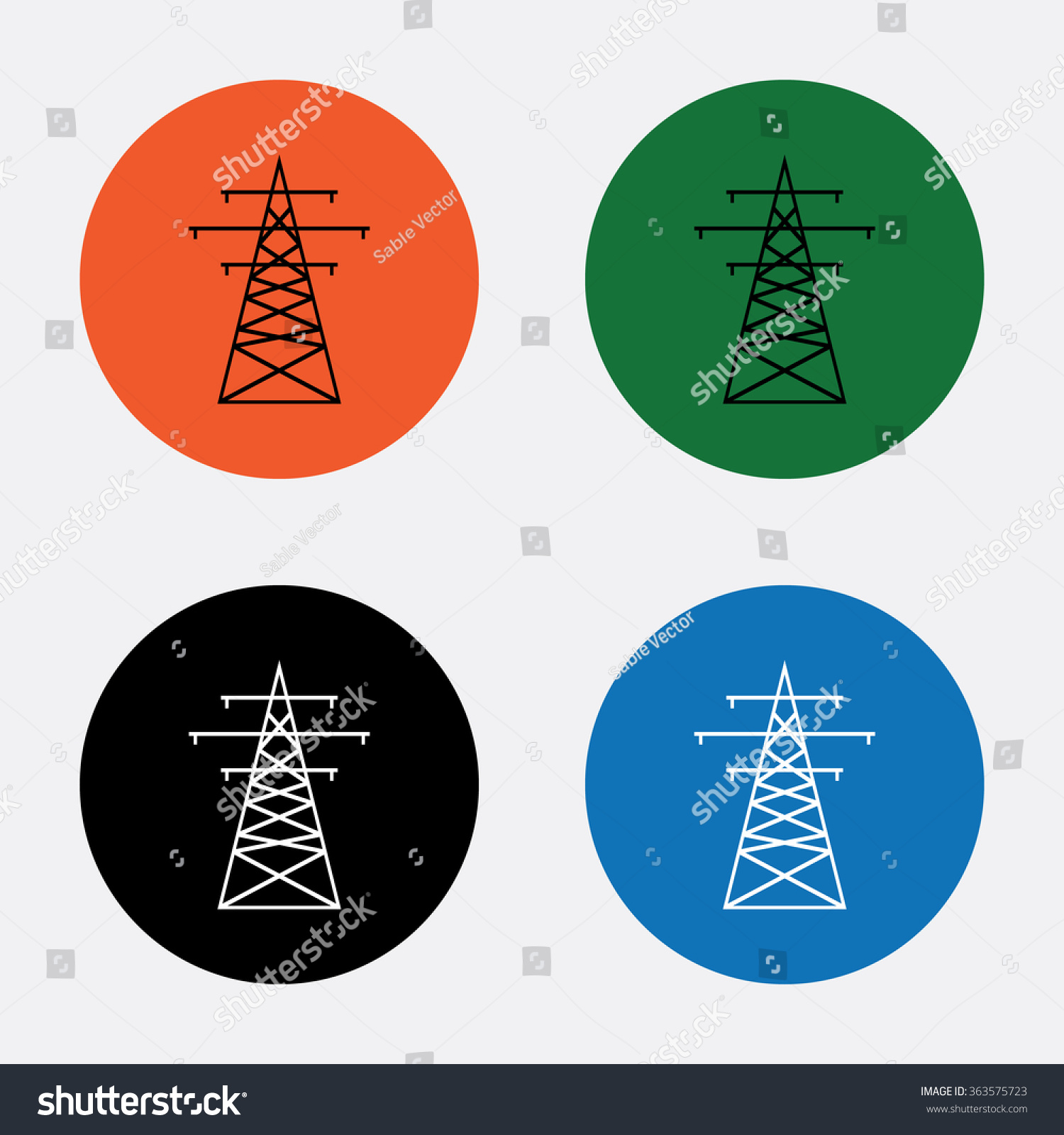 Highvoltage Wire Pole Vector Illustration Stock Vector (Royalty Free ...