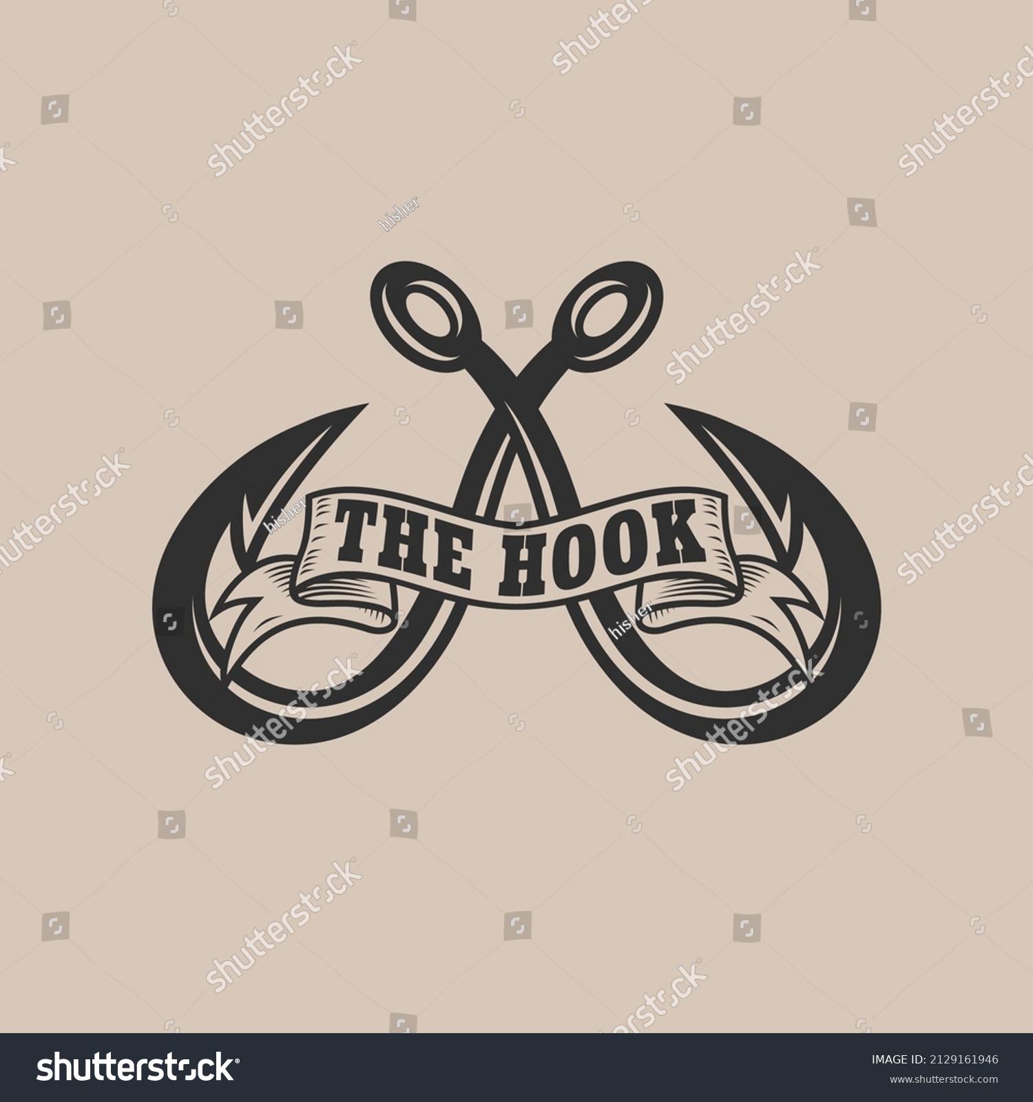 Hook Emblem Logo Design Stock Vector (Royalty Free) 2129161946 ...