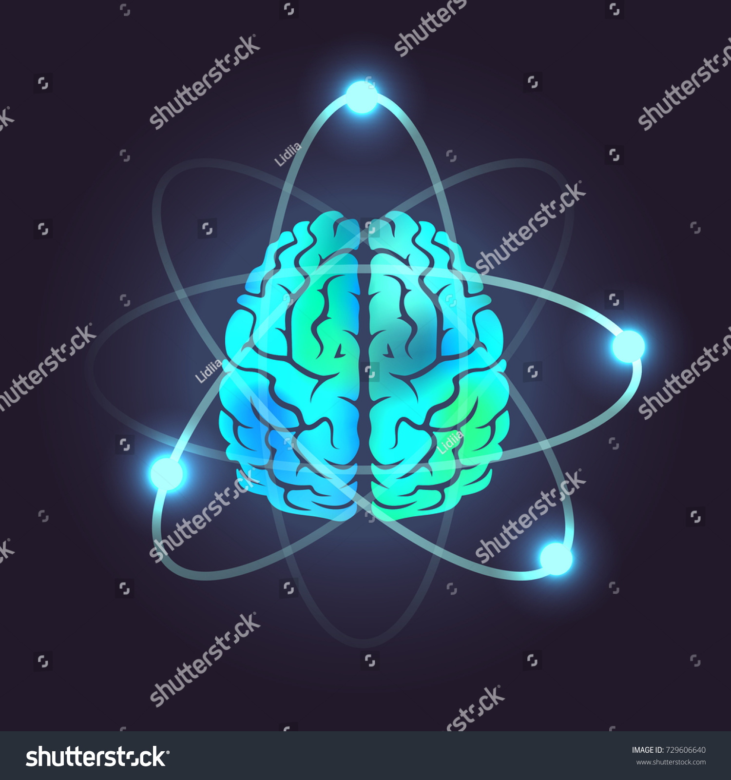 Human Brain Atomic Model Vector Illustration: Vector có sẵn (miễn phí ...
