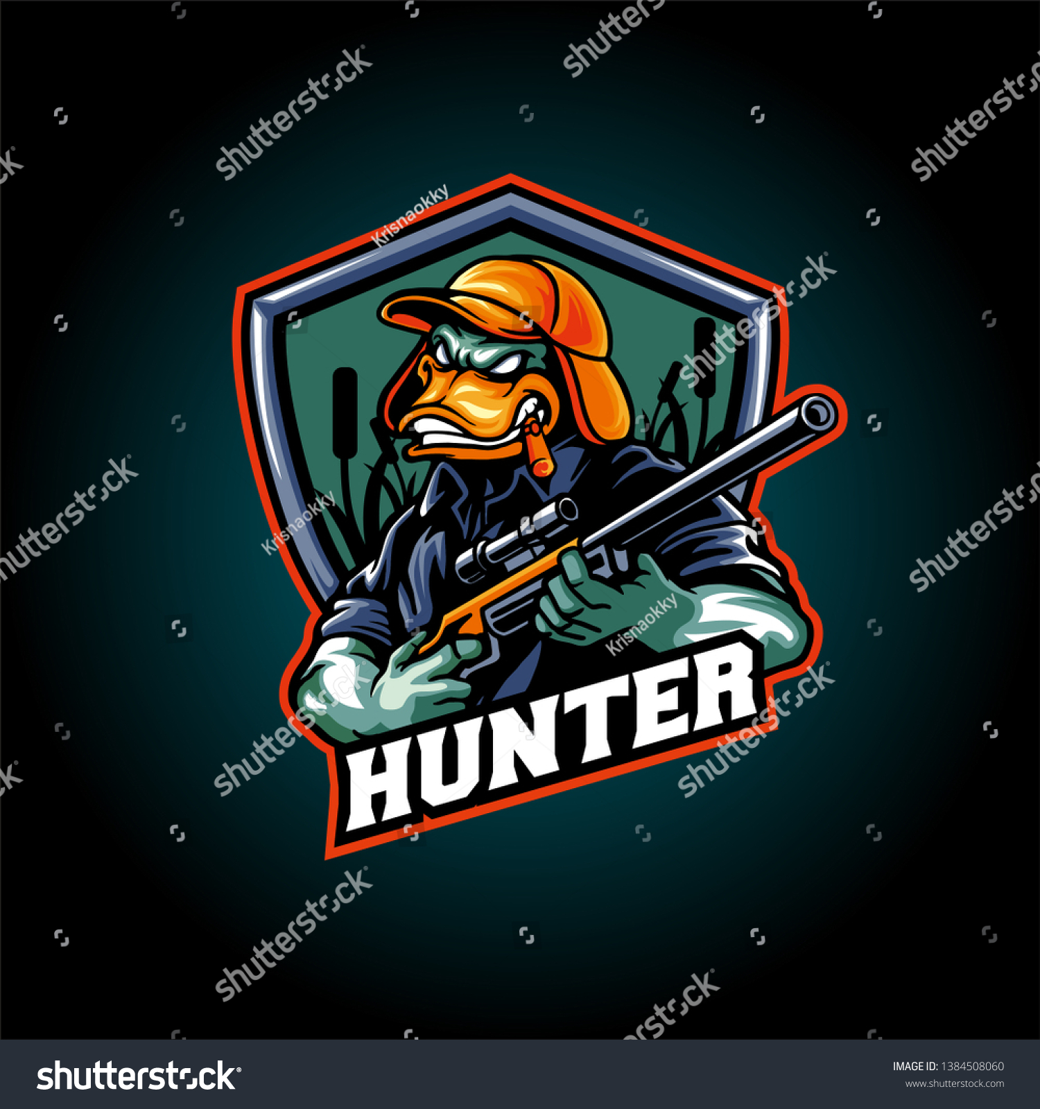 Hunter Mascot Logo Vector Stock Vector (Royalty Free) 1384508060
