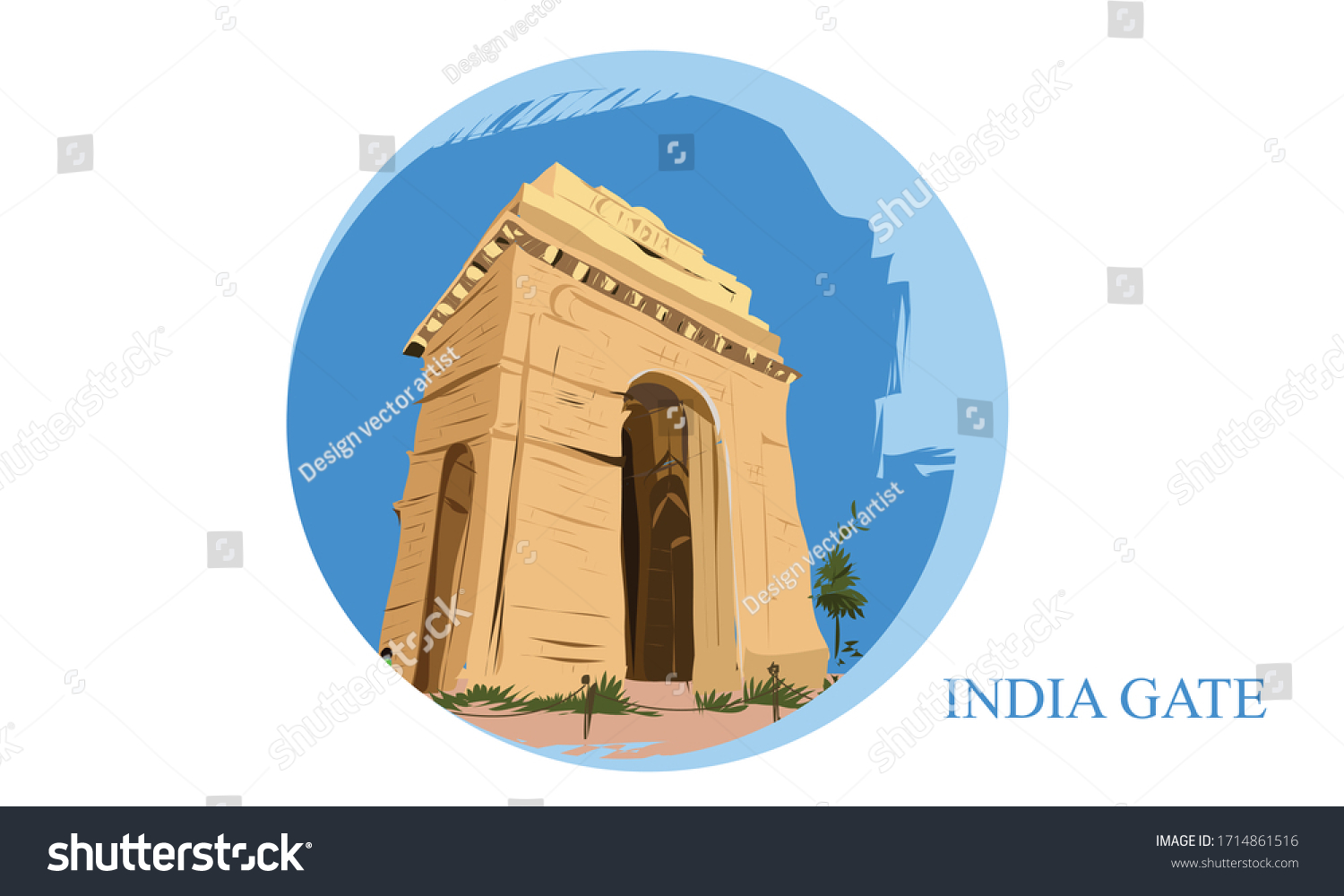 India Gate Vector Illustration Stock Vector (Royalty Free) 1714861516