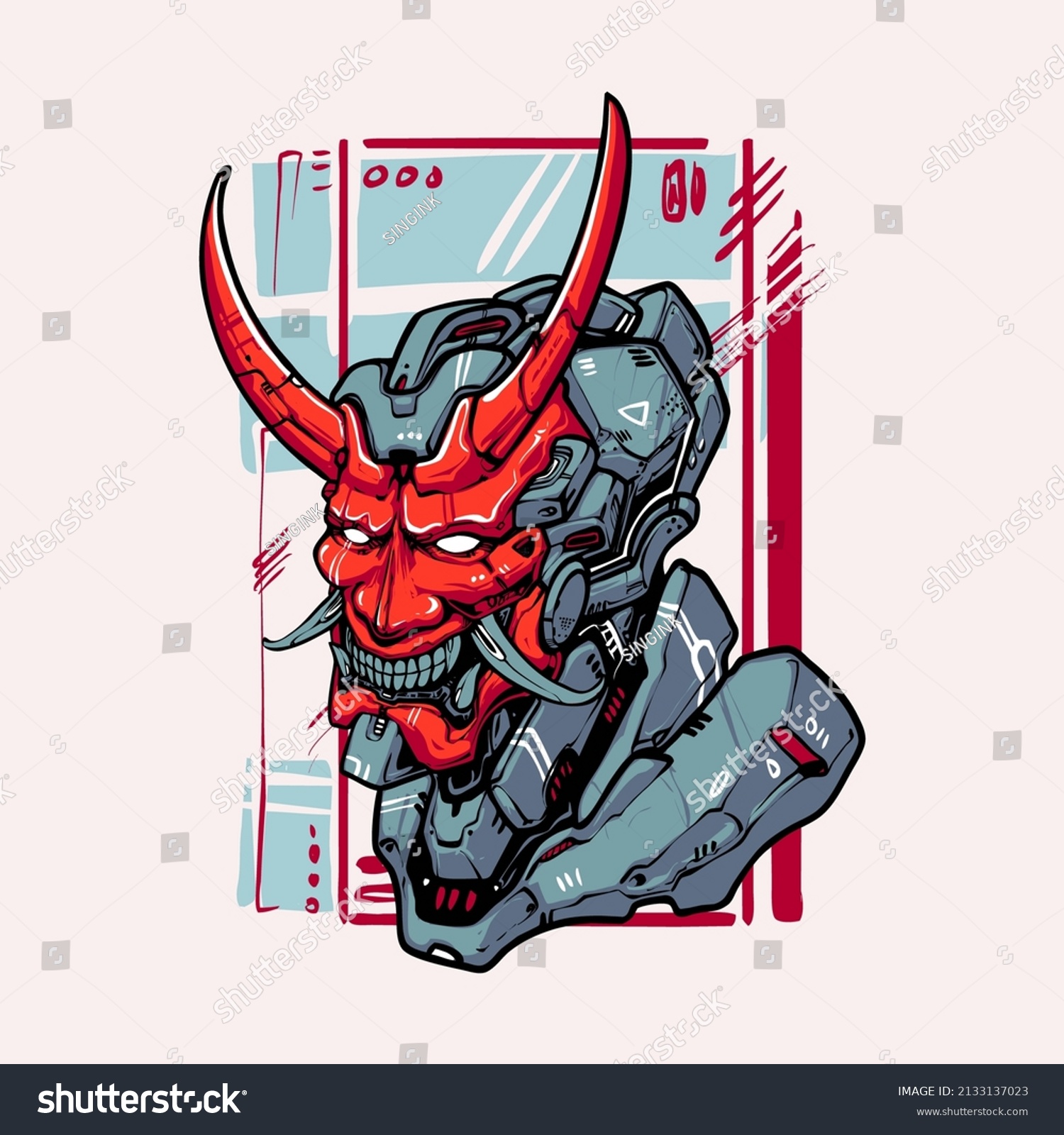 Japanese Devil Robot Illustration Stock Vector (Royalty Free ...