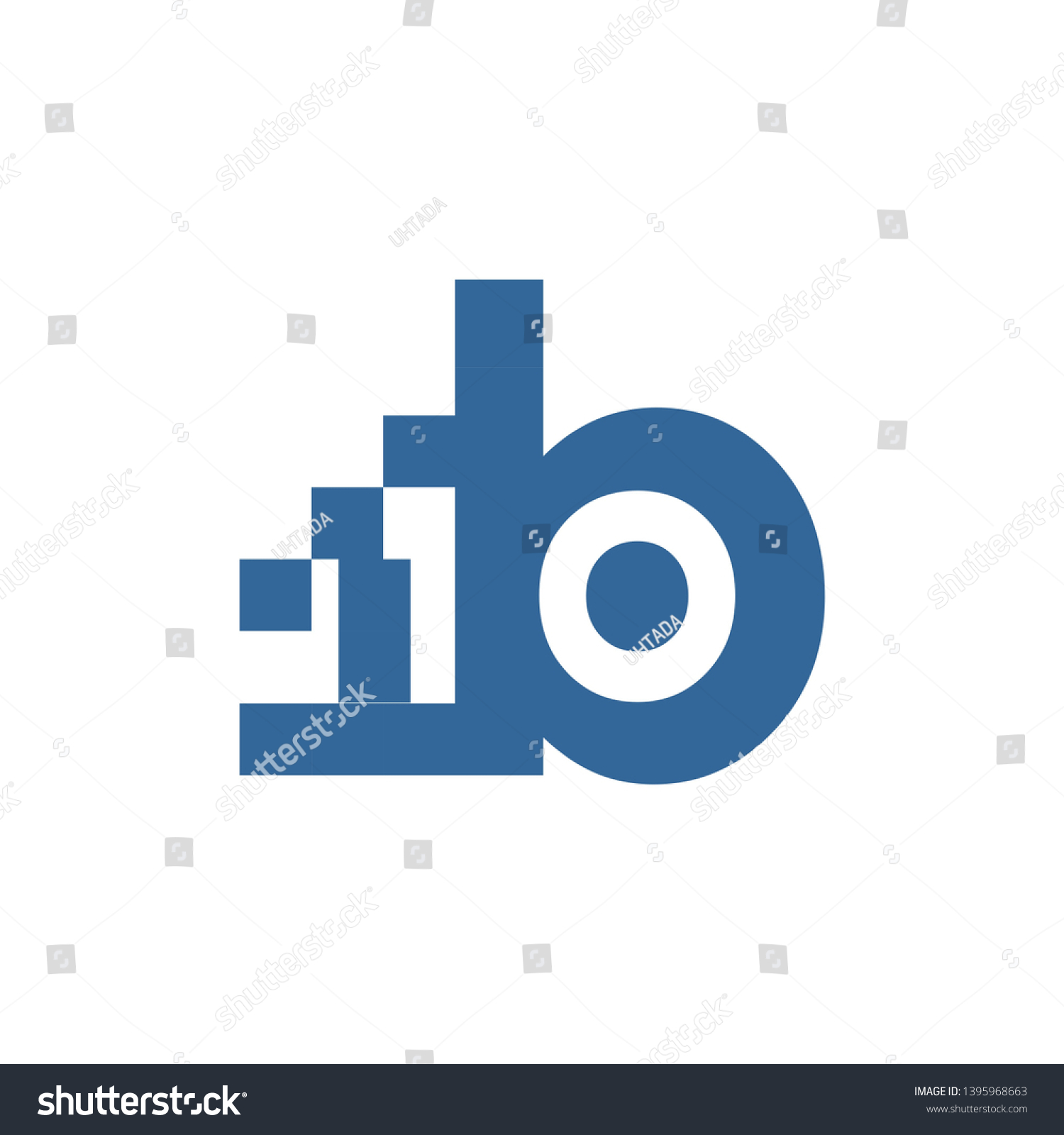 Letter B Digital Logo Vector Binary Stock Vector (Royalty Free) 1395968663