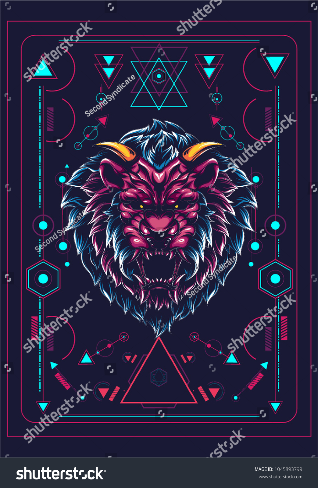 Lion Sacred Geometry: vector de stock (libre de regalías) 1045893799 ...