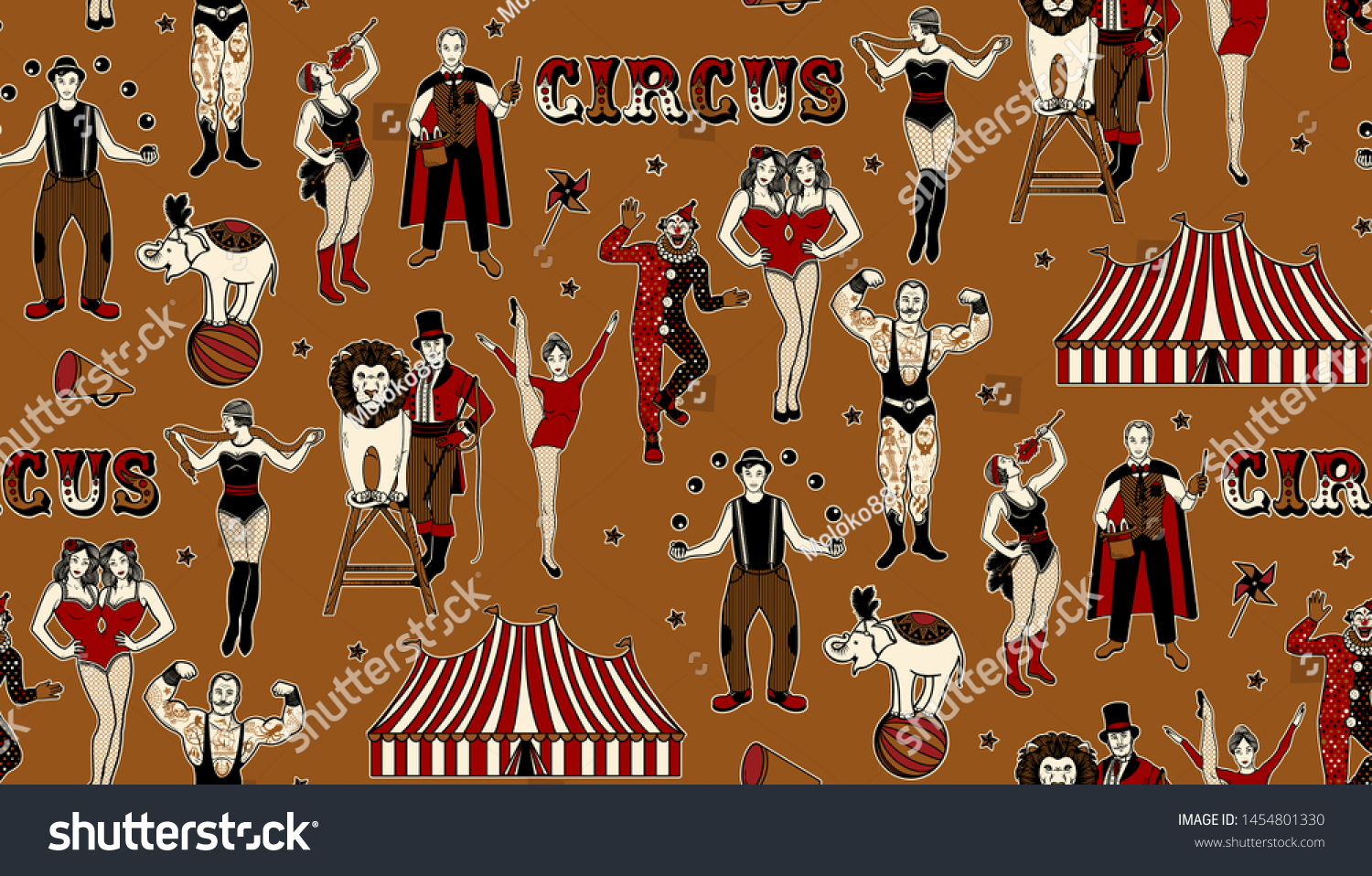 Lion Tamer Clown Circus Strong Woman Stock Vector Royalty Free