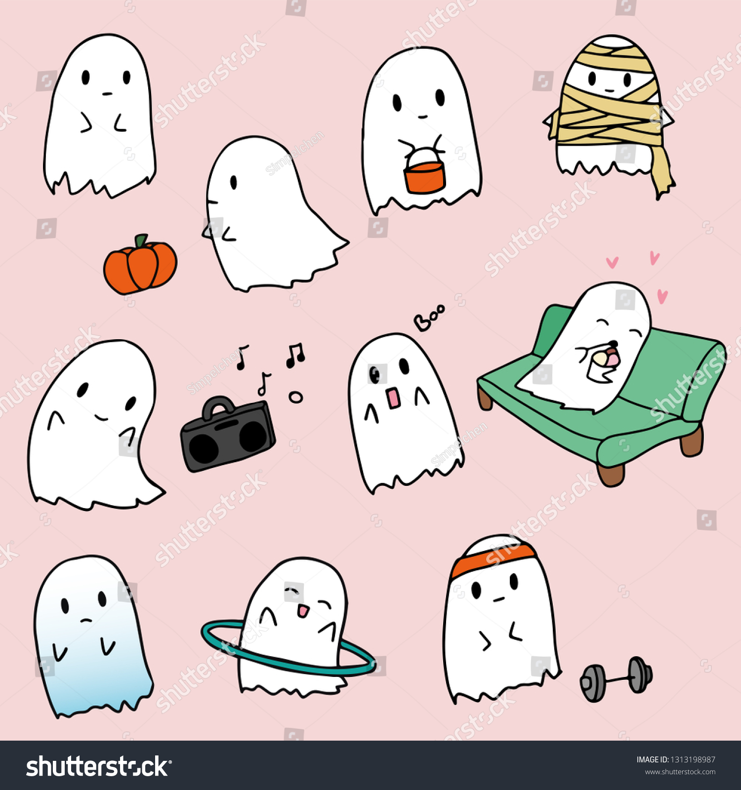 Little Ghost Stock Vector (Royalty Free) 1313198987 | Shutterstock