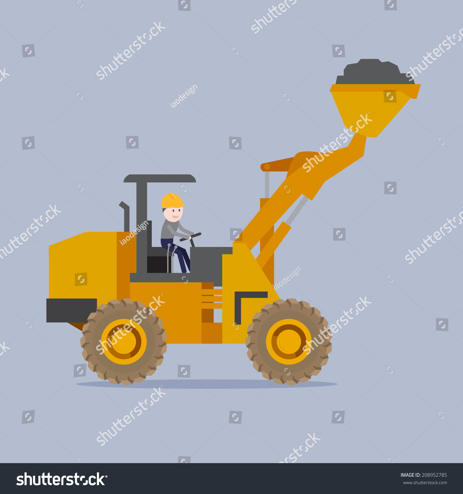 Man Driving Loader Illustration Vector Design Stock Vector (Royalty ...