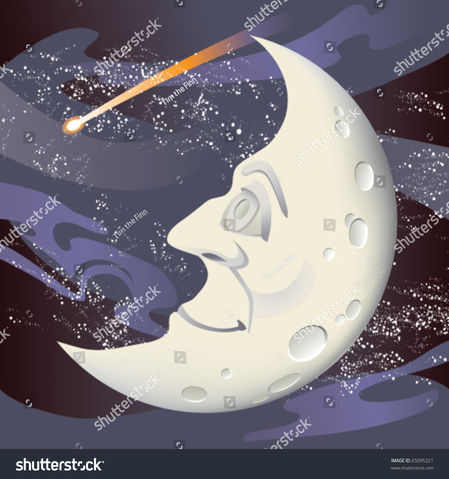 The Man In The Moon Stock Vector Illustration 65095321 : Shutterstock