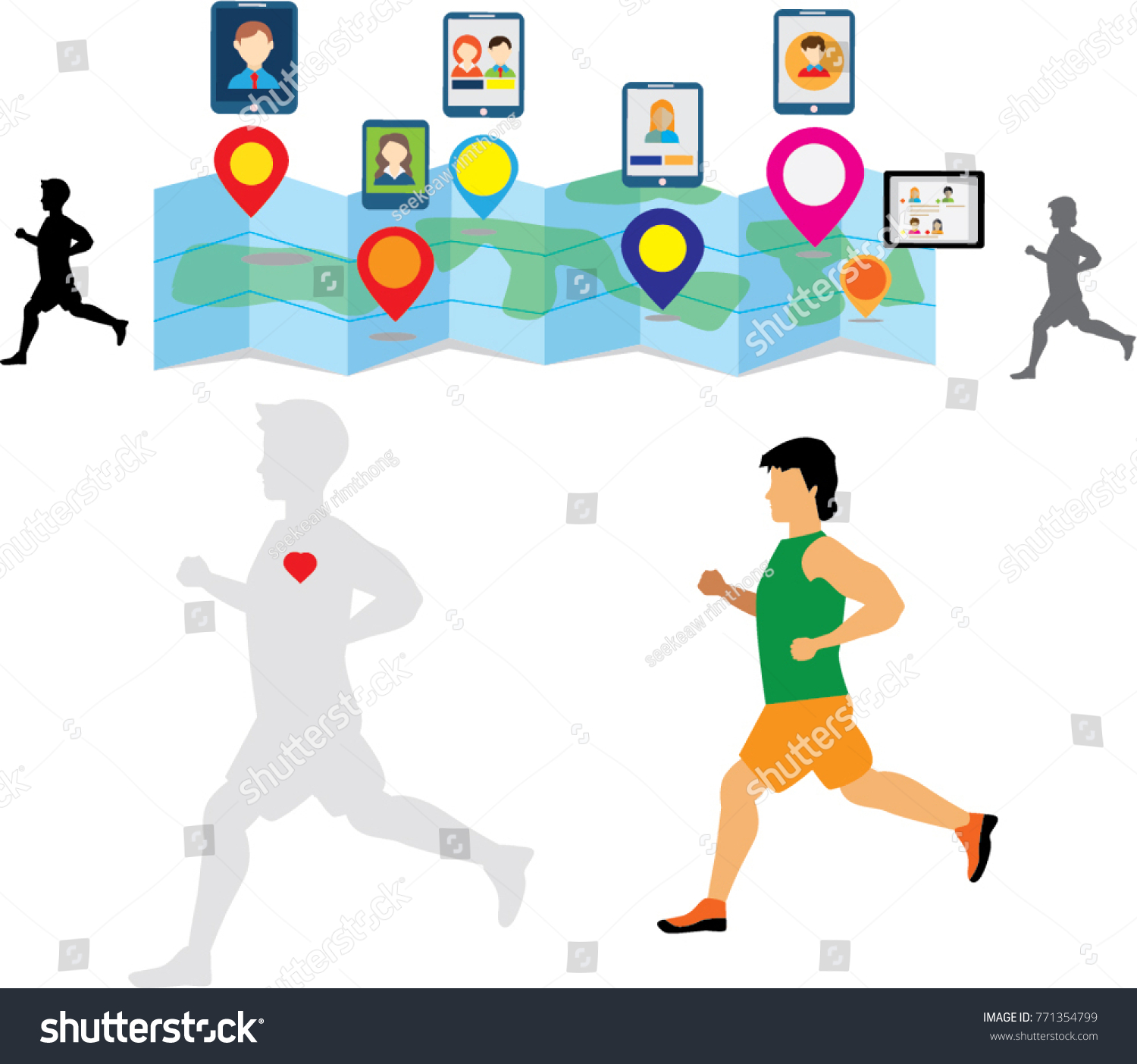 Man Running Map Stock Vector (Royalty Free) 771354799