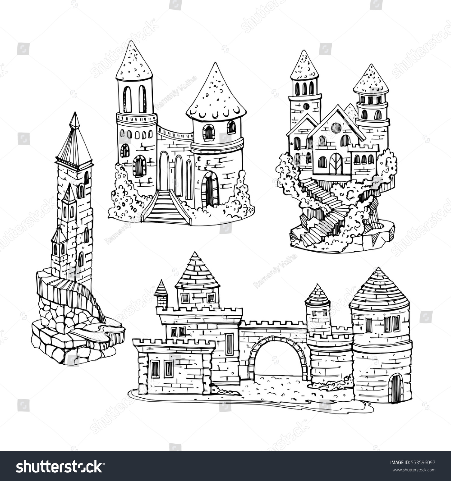 Medieval Castles Drawn By Handvector Graphics: Vector có sẵn (miễn phí ...