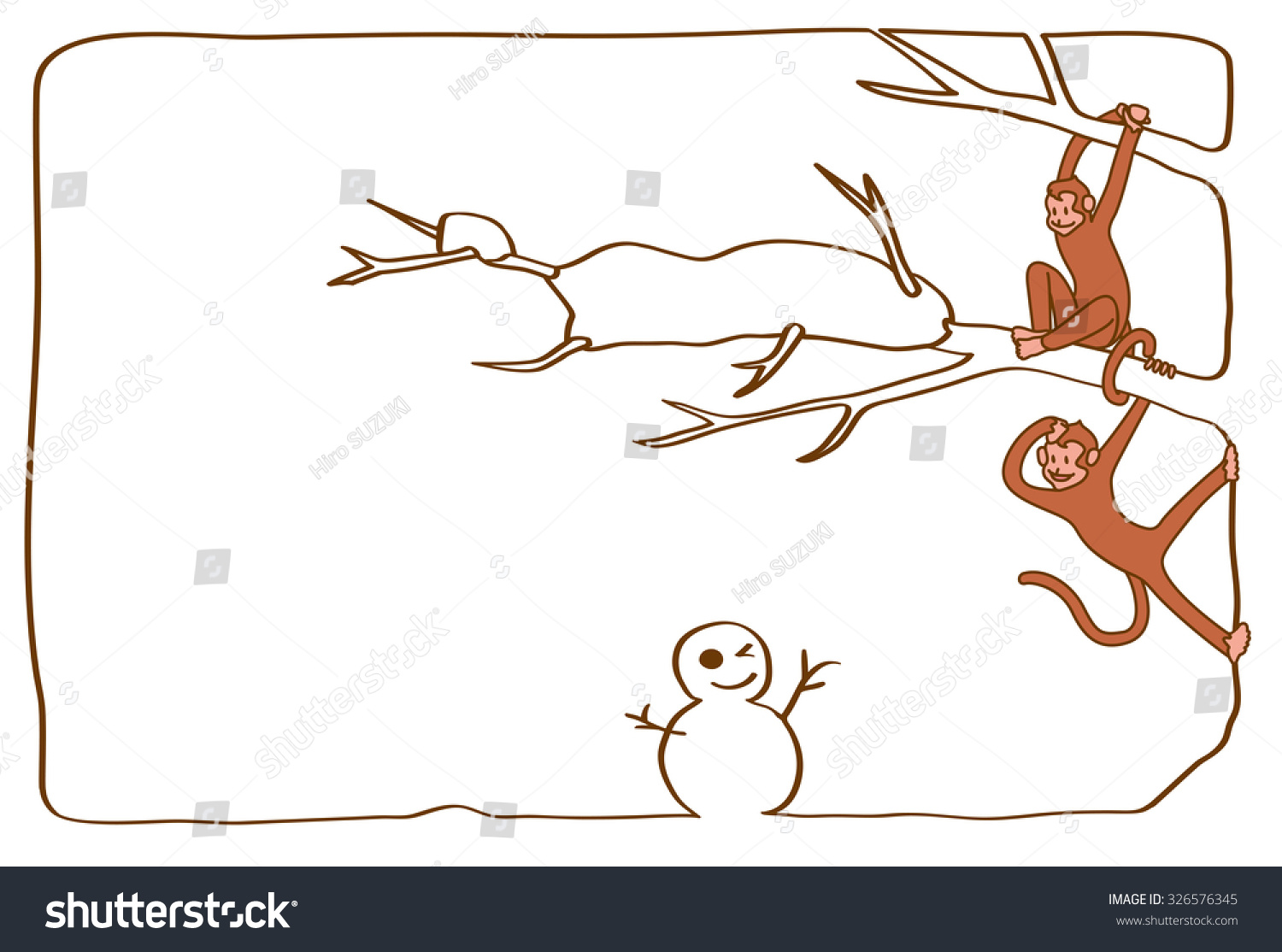 Monkey Snowmanpostcard Template Stock Vector (Royalty Free) 326576345 ...