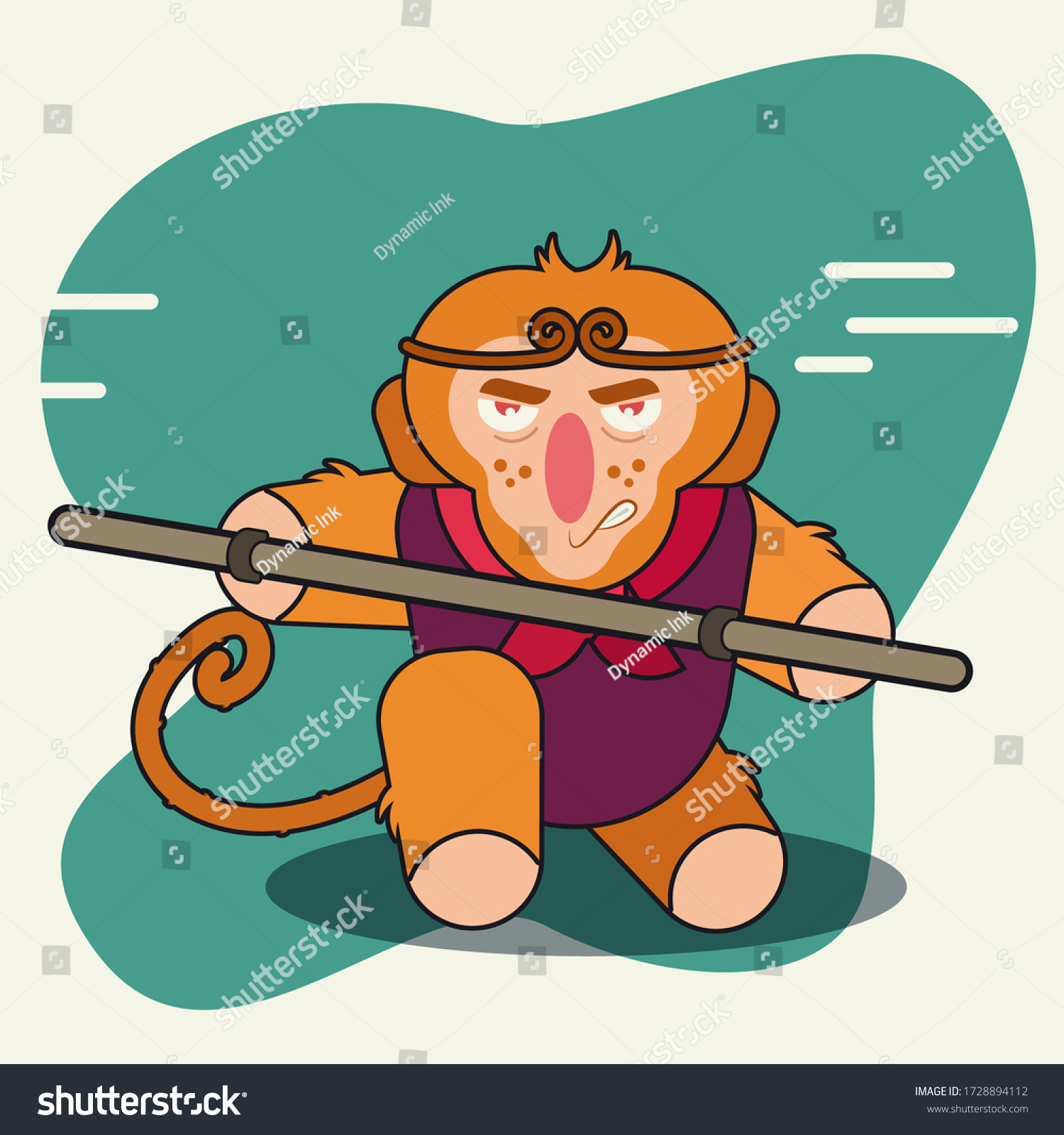 Monkey Warrior Cute Cartoon Vector Illustration Stock Vector (Royalty ...