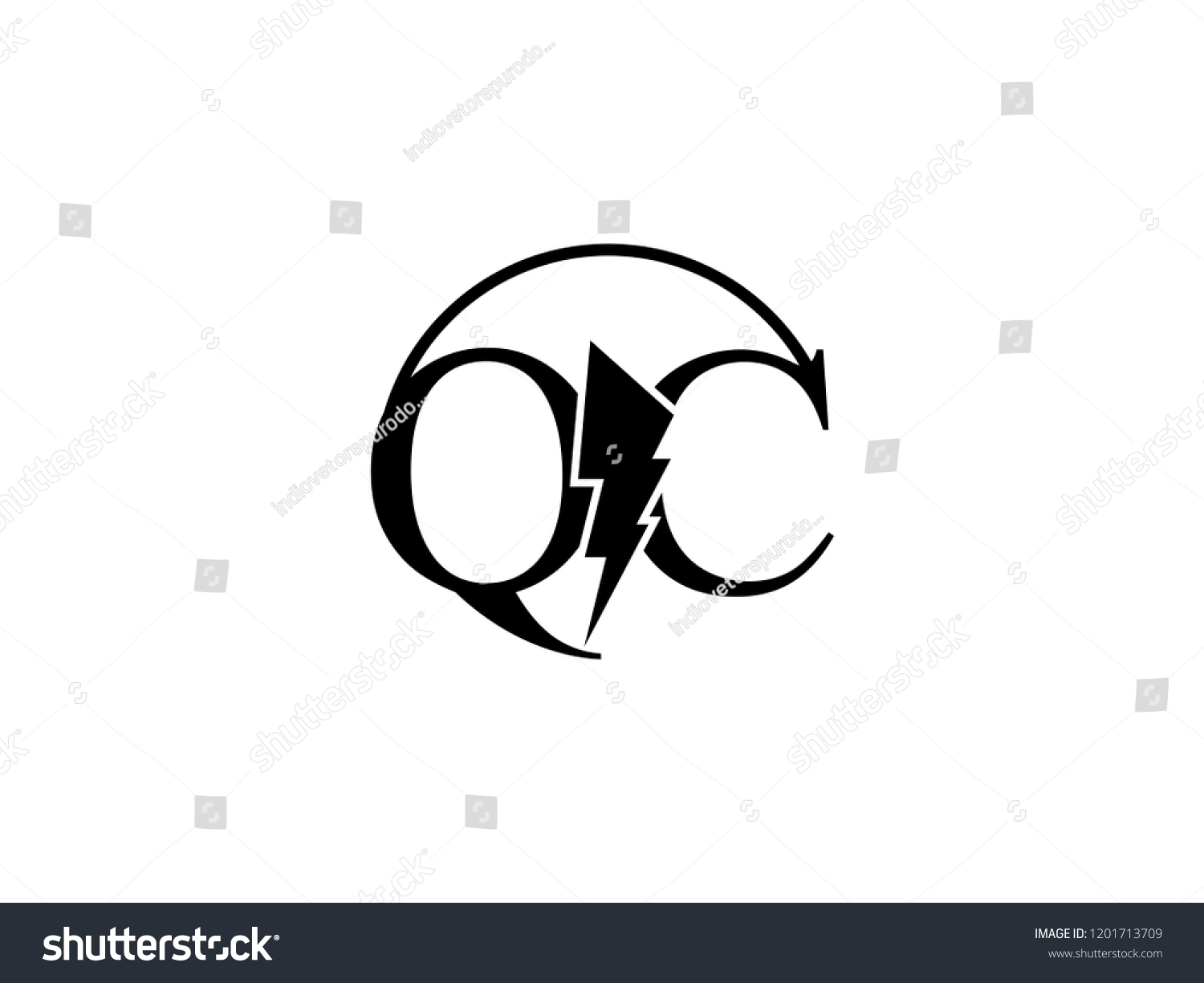 Monogram Logo Letter Qc Split By: vector de stock (libre de regalías ...