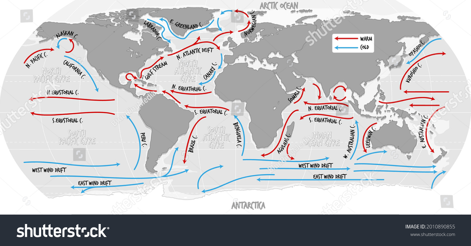 Ocean Current World Map Names Illustration: vetor stock (livre de ...