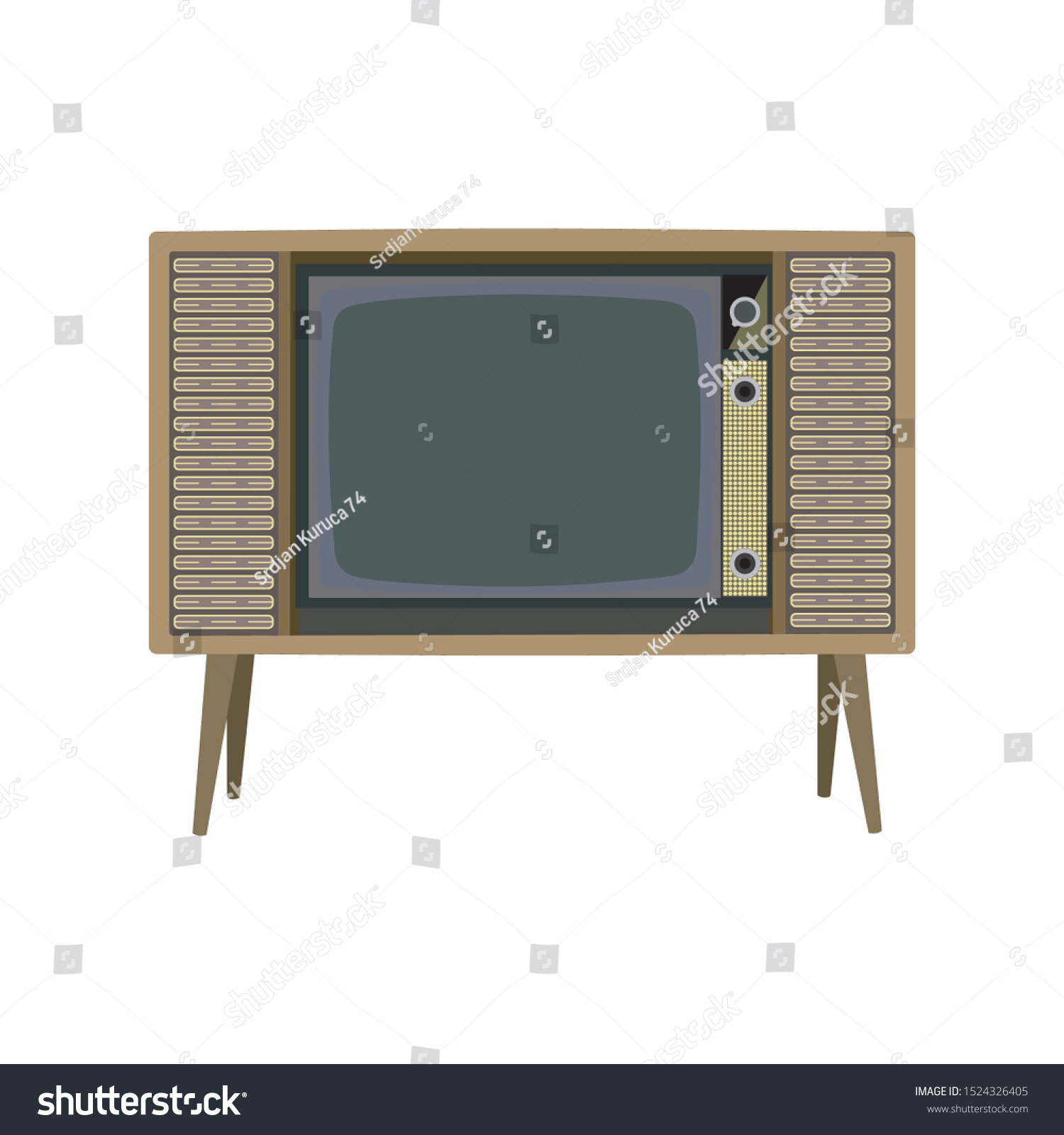 Old Classic Tv Vector Drawing Stock Vector (Royalty Free) 1524326405 ...