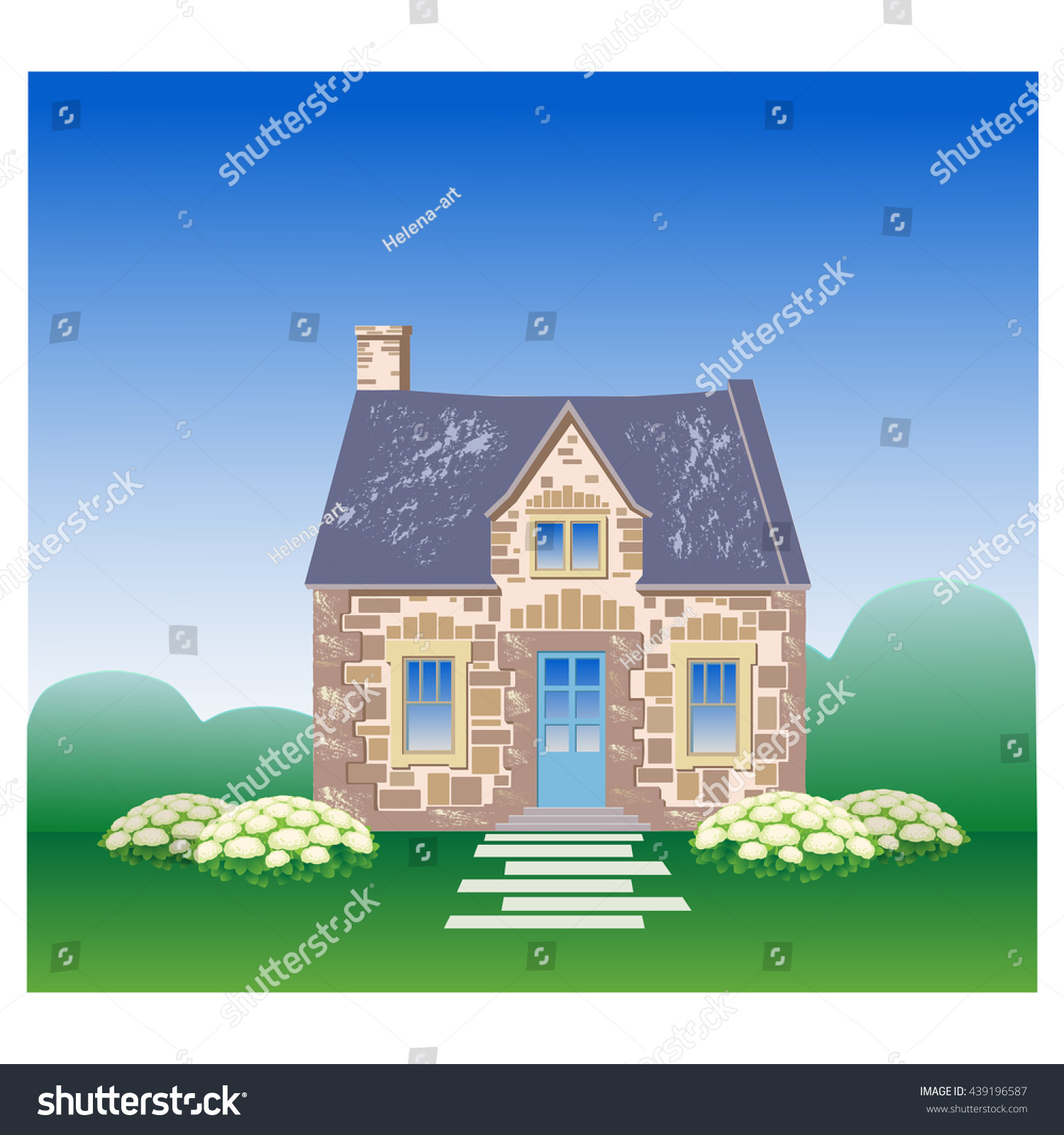 Old English Stone House Colorful Set: vector de stock (libre de ... Old English Stone House Colorful Set: vector de stock (libre de ...