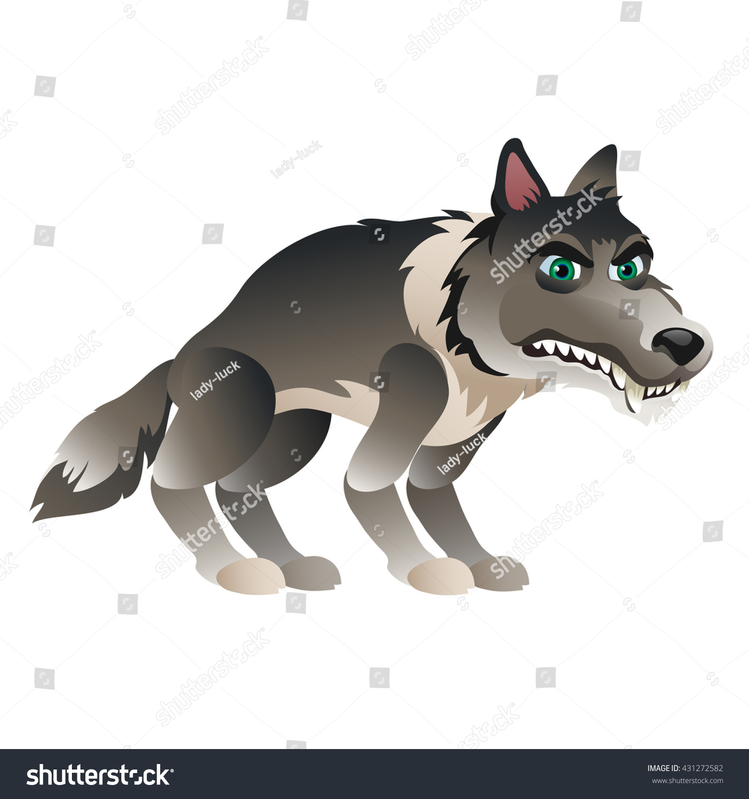 Old Wolf Grins Vector Illustration Stock Vector (Royalty Free) 431272582