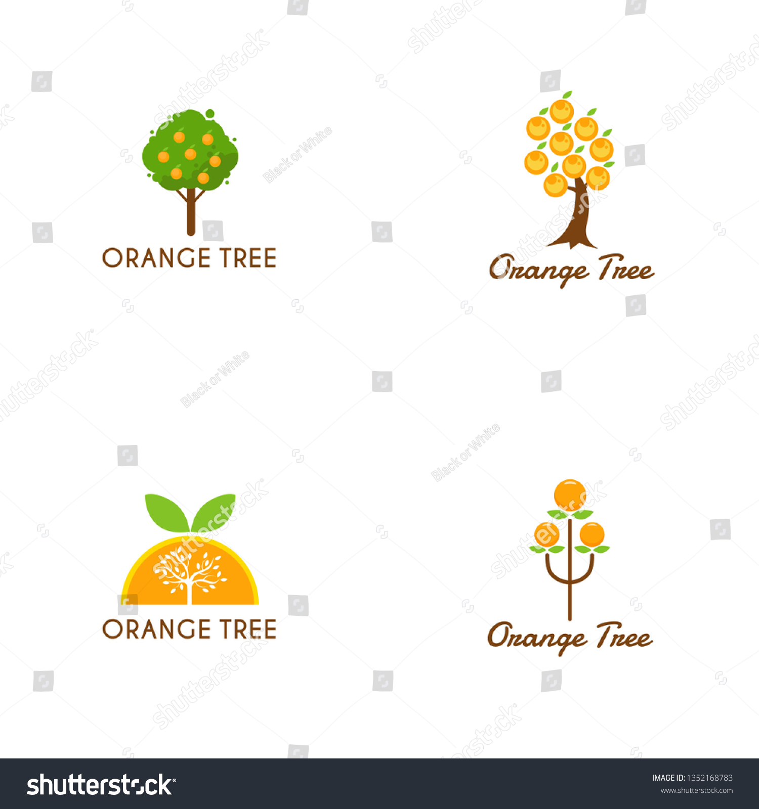 Orange Tree Logo Template Stock Vector (Royalty Free) 1352168783