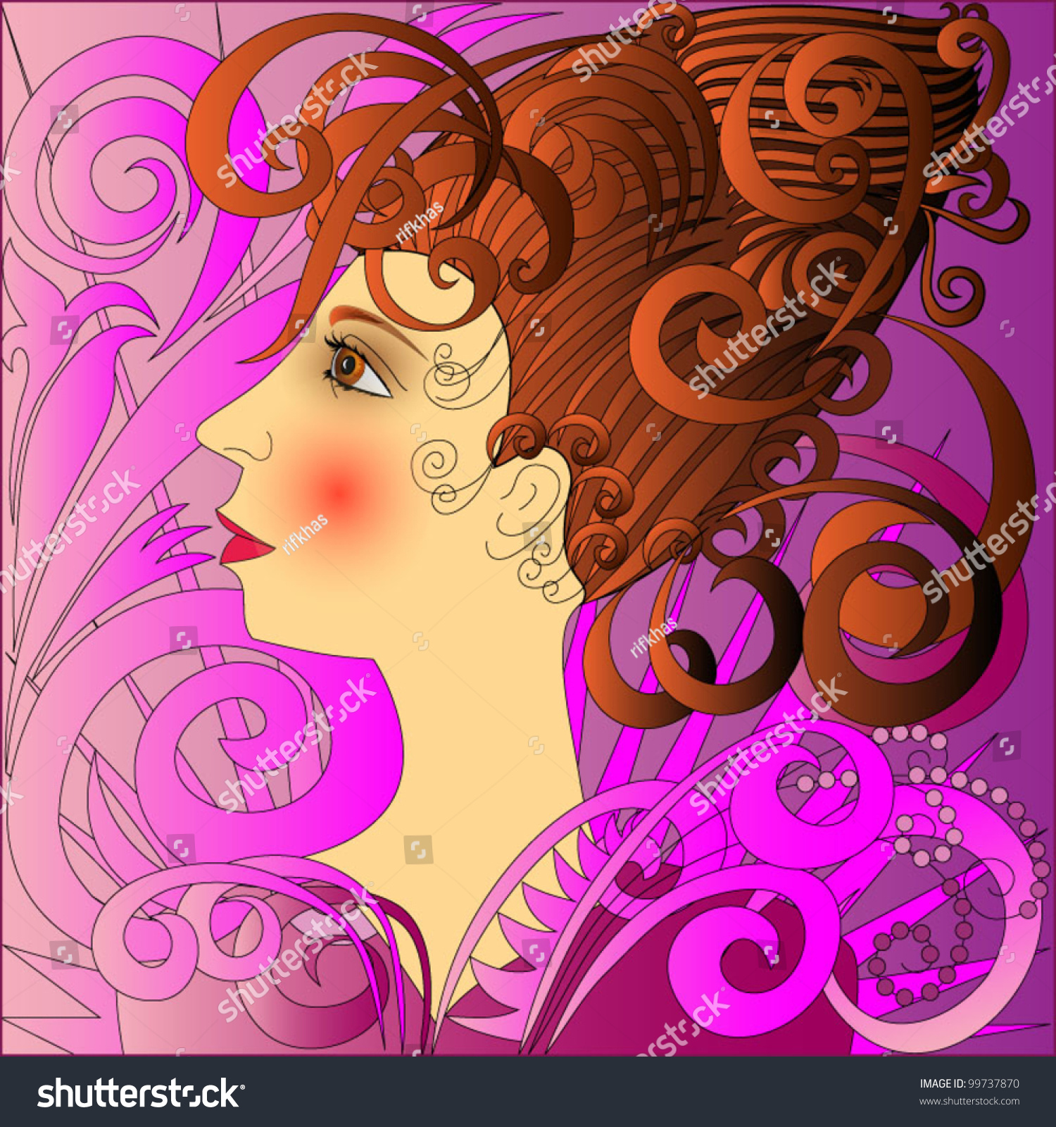 Pink Lady Stock Vector (Royalty Free) 99737870 | Shutterstock