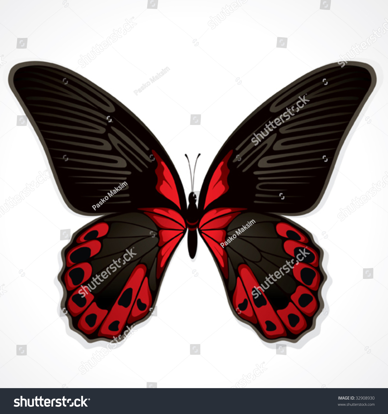 Red Butterfly Stock Vector (Royalty Free) 32908930 | Shutterstock