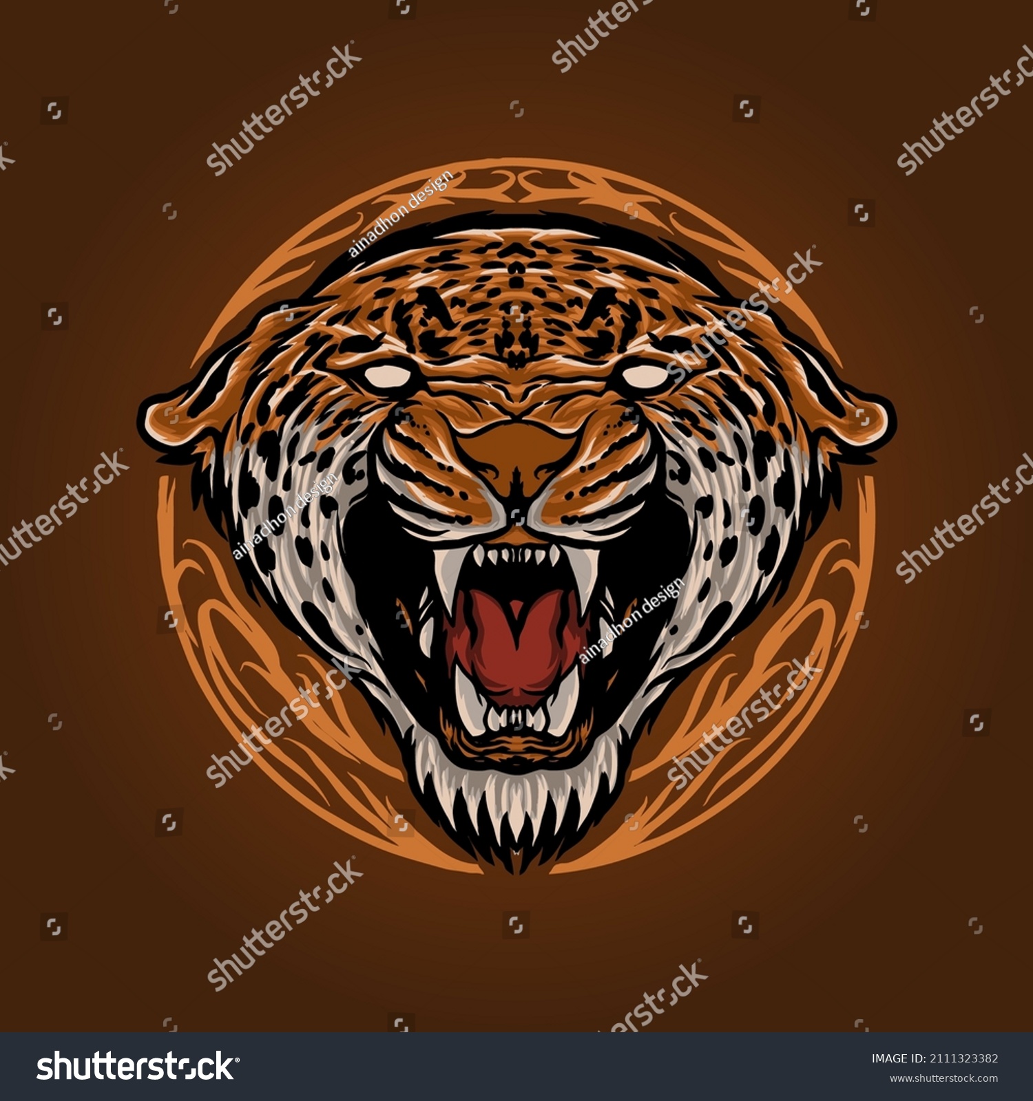 Roar Leopard Head Vector Illustration Stock Vector (Royalty Free ...