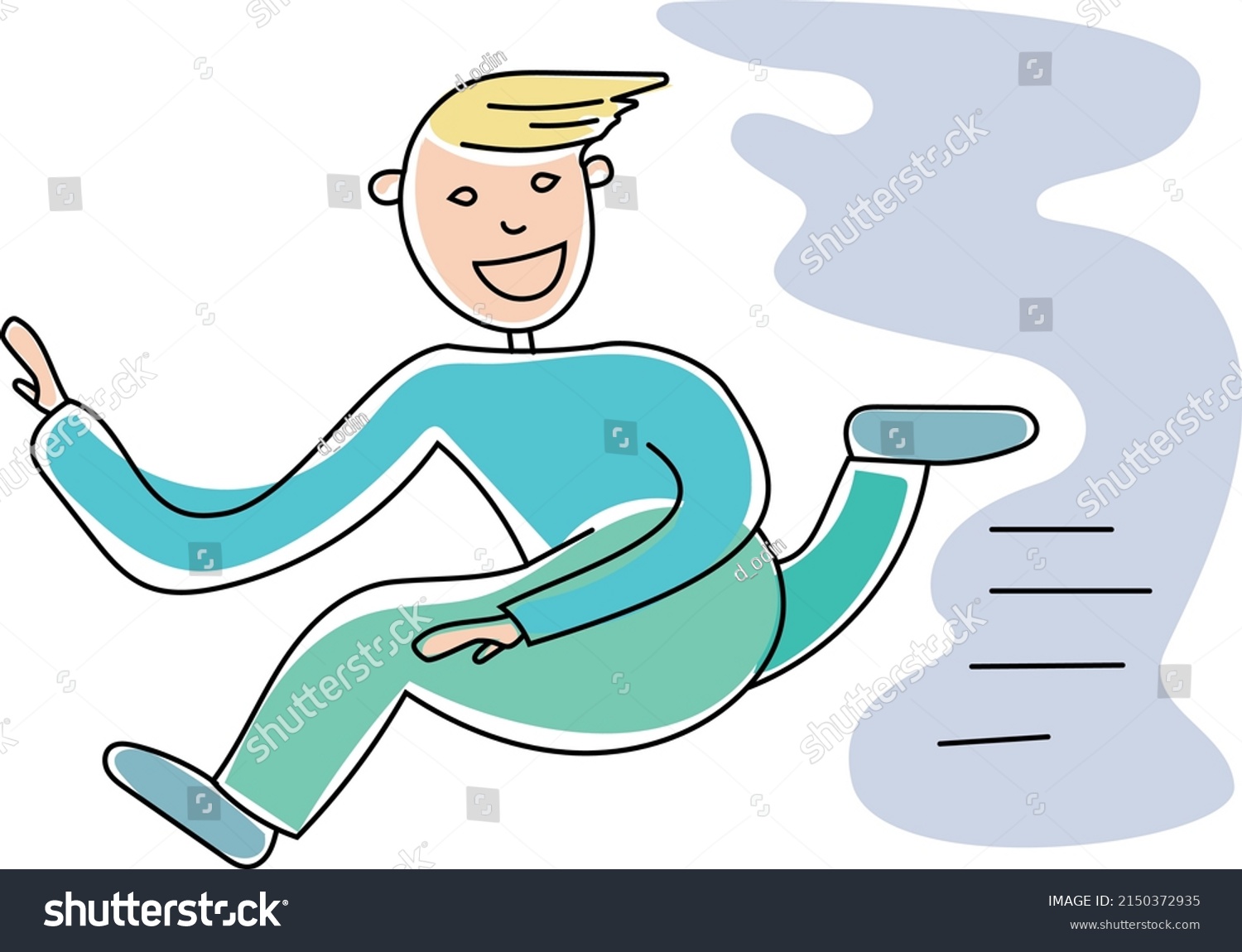Running Boy Smiles Flat Vector Illustration Stock Vector (Royalty Free ...