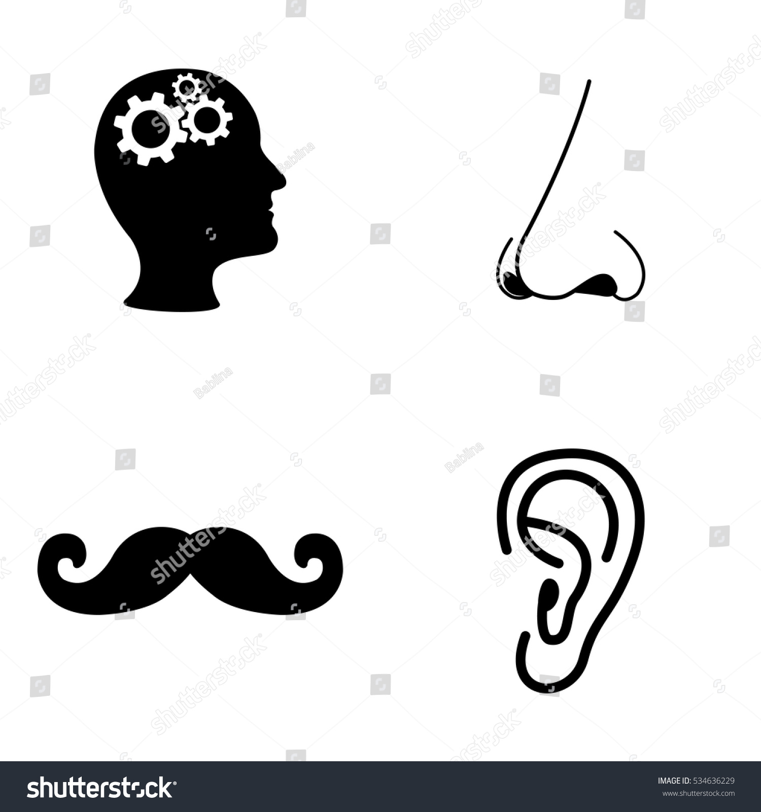 Sense Organs Icons Vector Set Stock Vector (Royalty Free) 534636229 ...