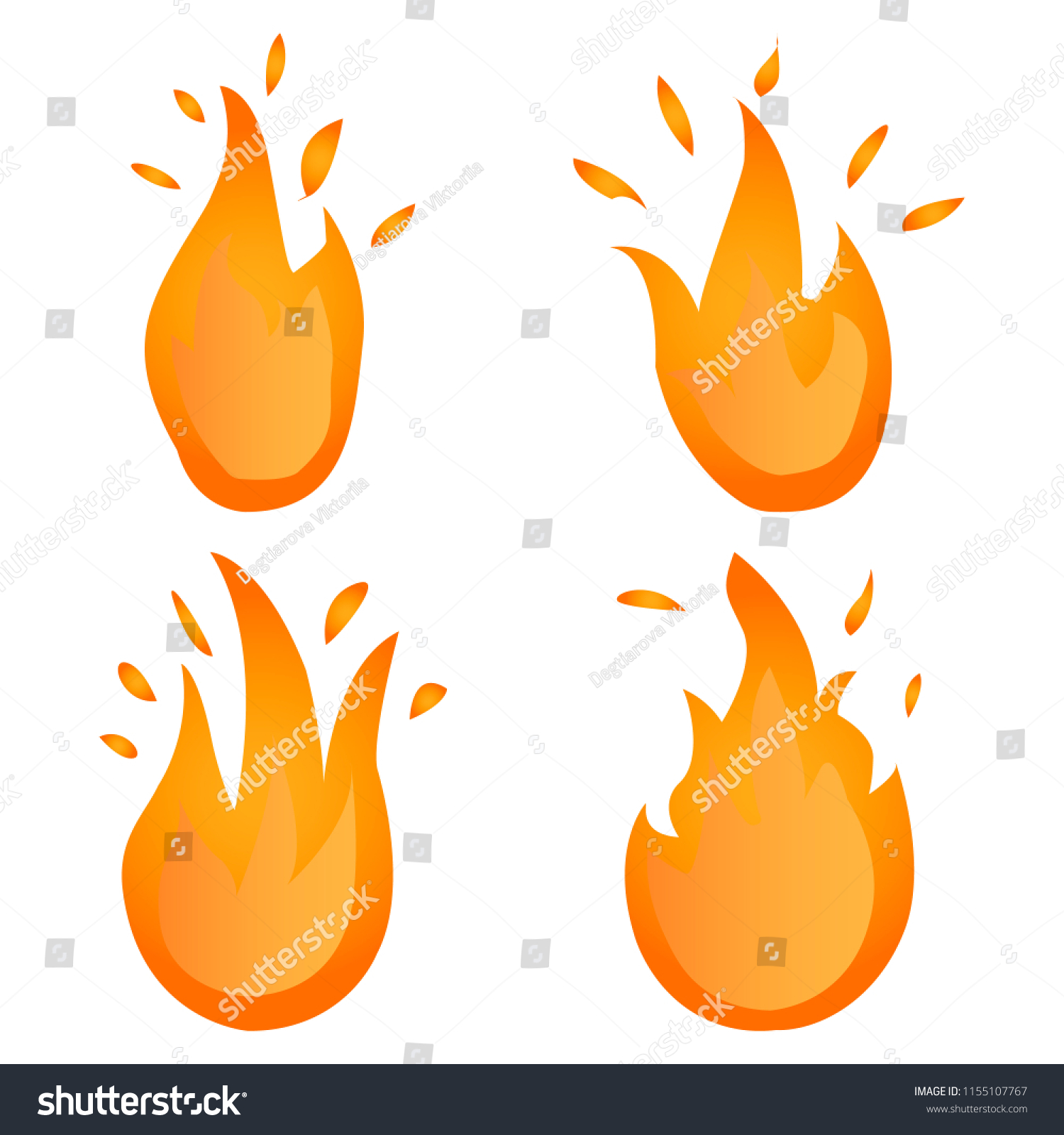Vektor Stok Set Fire Logo Red Yellow Fire (Tanpa Royalti) 1155107767