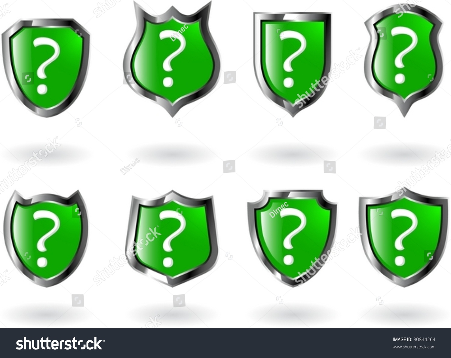 Set Vector Green Shield Question Mark Stock Vector (Royalty Free ...