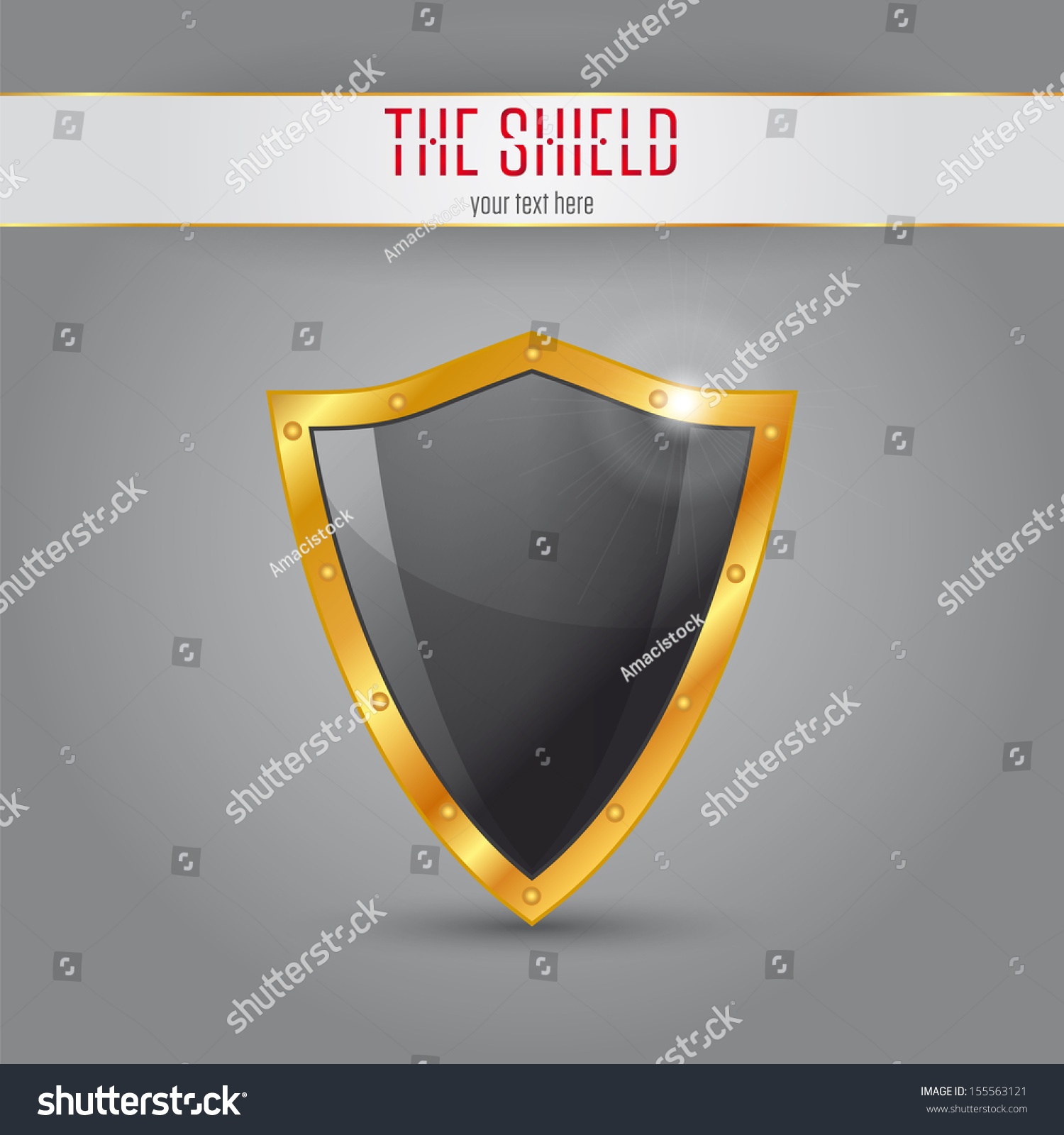 Shield Black Shield Gold Border Stock Vector (Royalty Free) 155563121