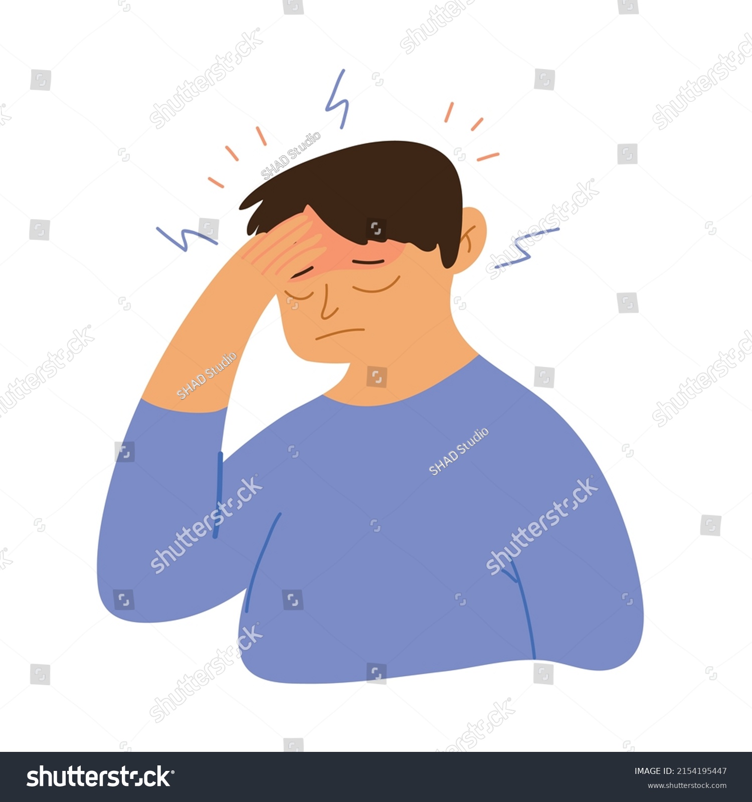 Sick Guy Has Splitting Headache Stock Vector (Royalty Free) 2154195447 ...
