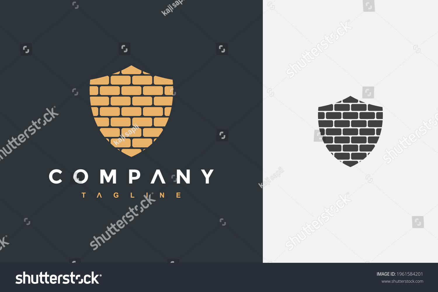 Simple Brick Shield Logo Stock Vector (Royalty Free) 1961584201
