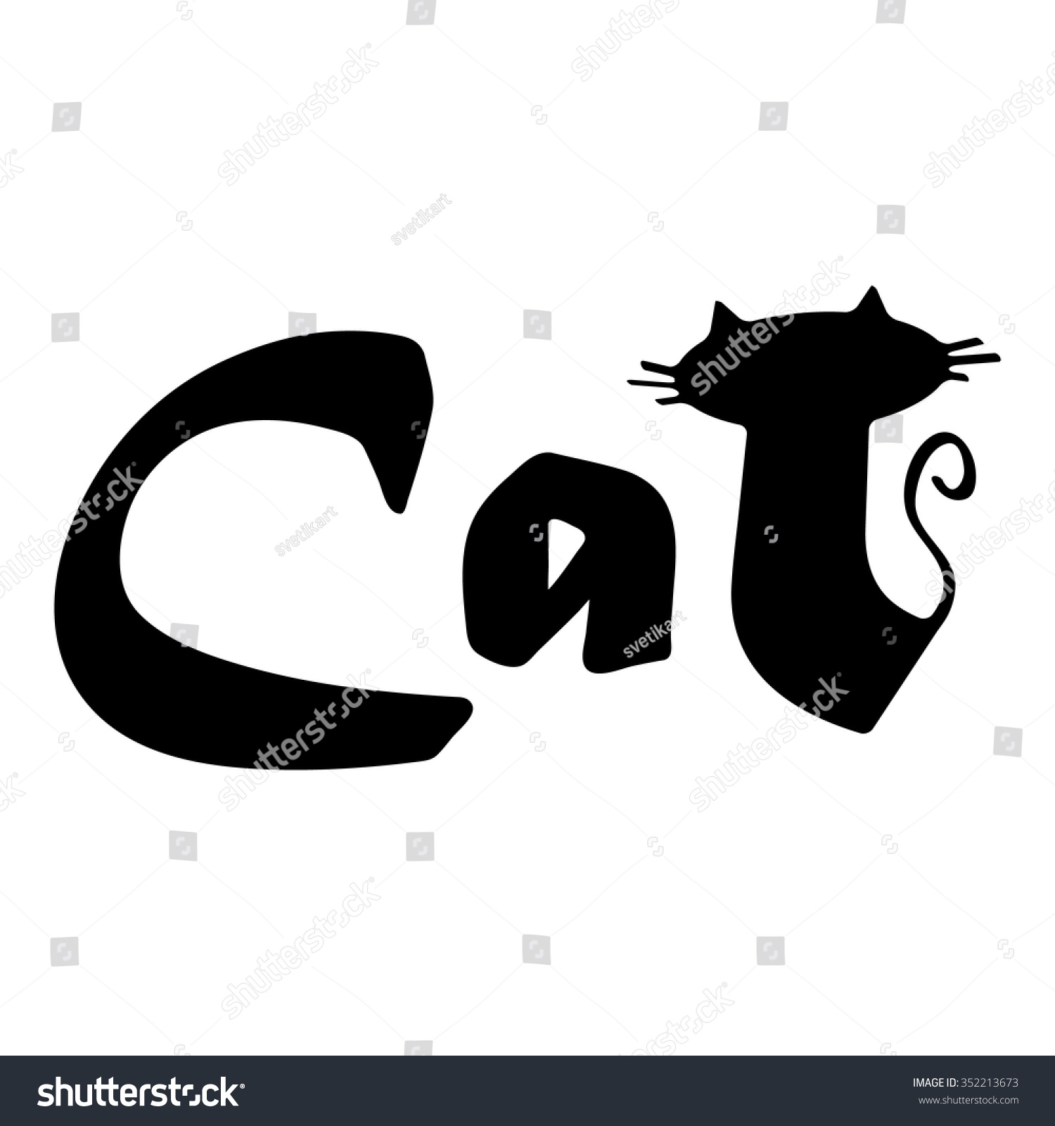 Simple Stylized Cat Logo Design Drawing Stock Vector (Royalty Free ...