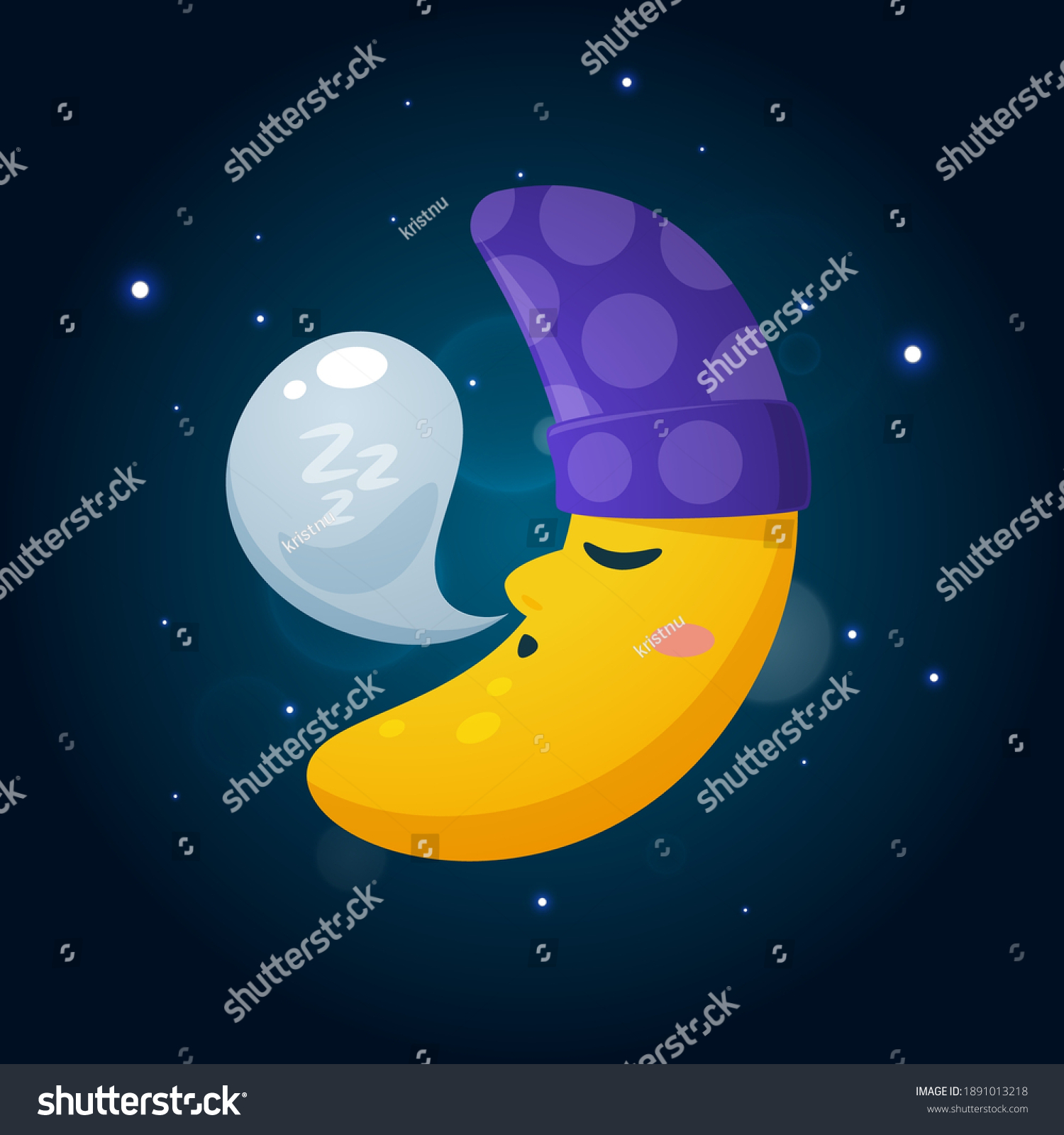 Sleeping Moon Isolated Vector Illustration Stock Vector (Royalty Free ...