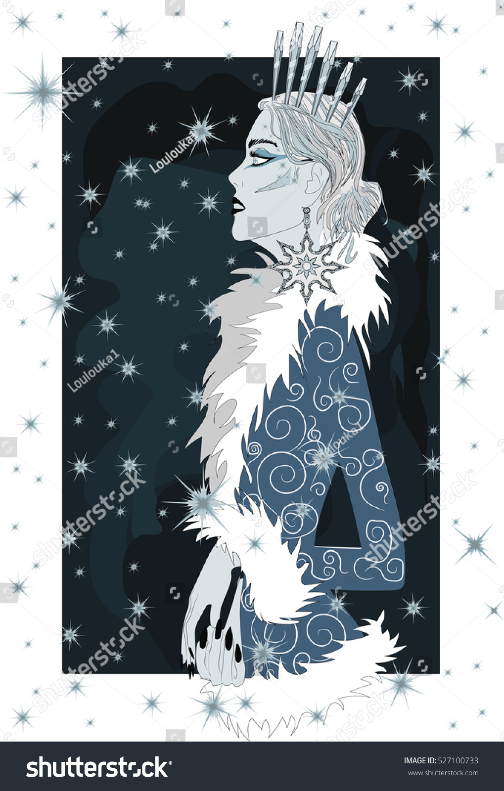 Snow Queen Vector Art: vector de stock (libre de regalías) 527100733 ...
