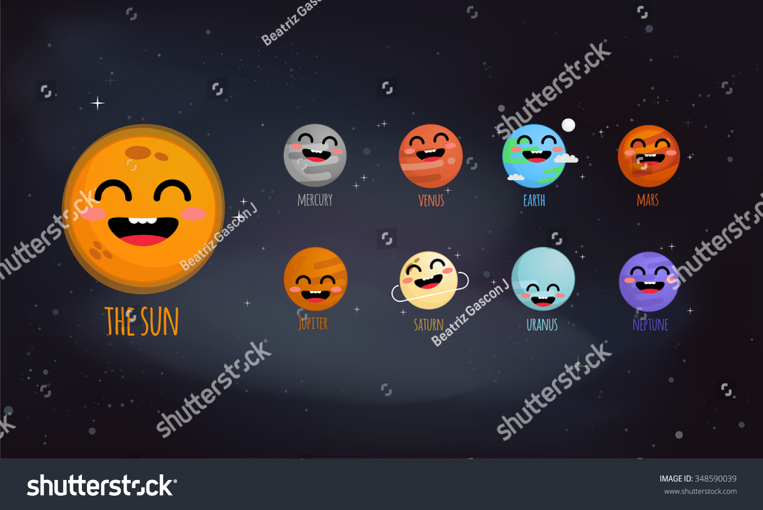 Vektor Stok Solar System Vector Illustration (Tanpa Royalti) 348590039 ...