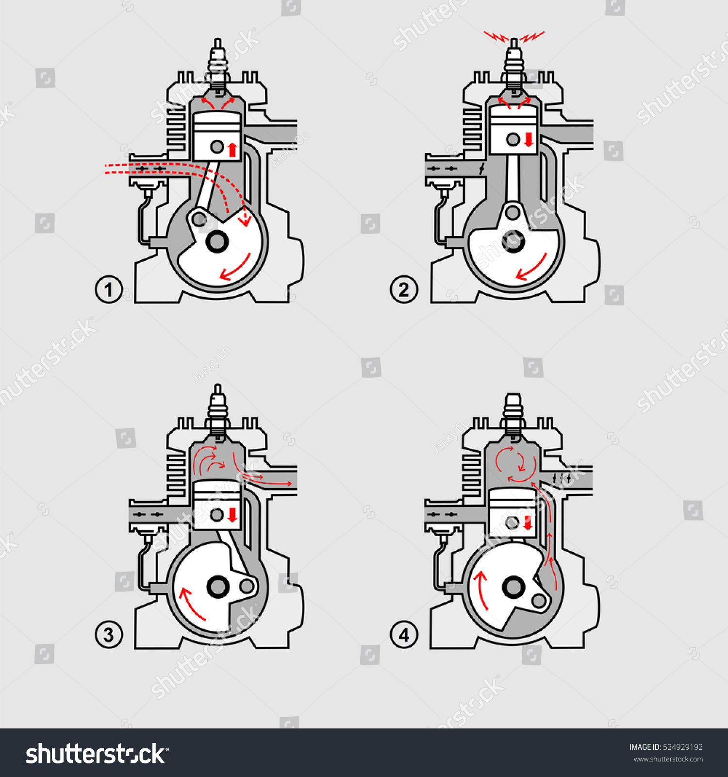 System Twostroke Engines Vectortwostroke Engine Vector 스톡 벡터(로열티 프리 ...