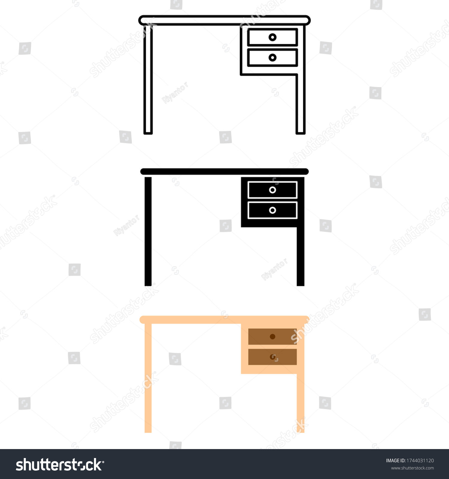 Table Icon Workplace Learn Flat Vector Stock Vector (Royalty Free ...
