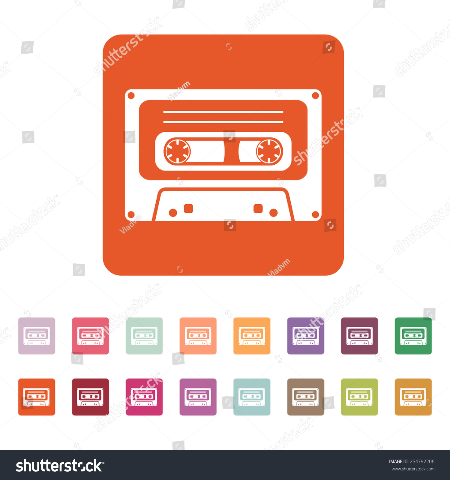 Tape Icon Cassette Symbol Flat Vector Stock Vector (Royalty Free) 254792206