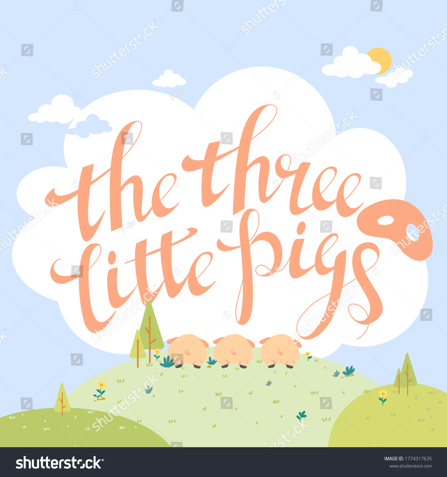 Three Little Pigs Vector Typography Stock Vector (Royalty Free ...