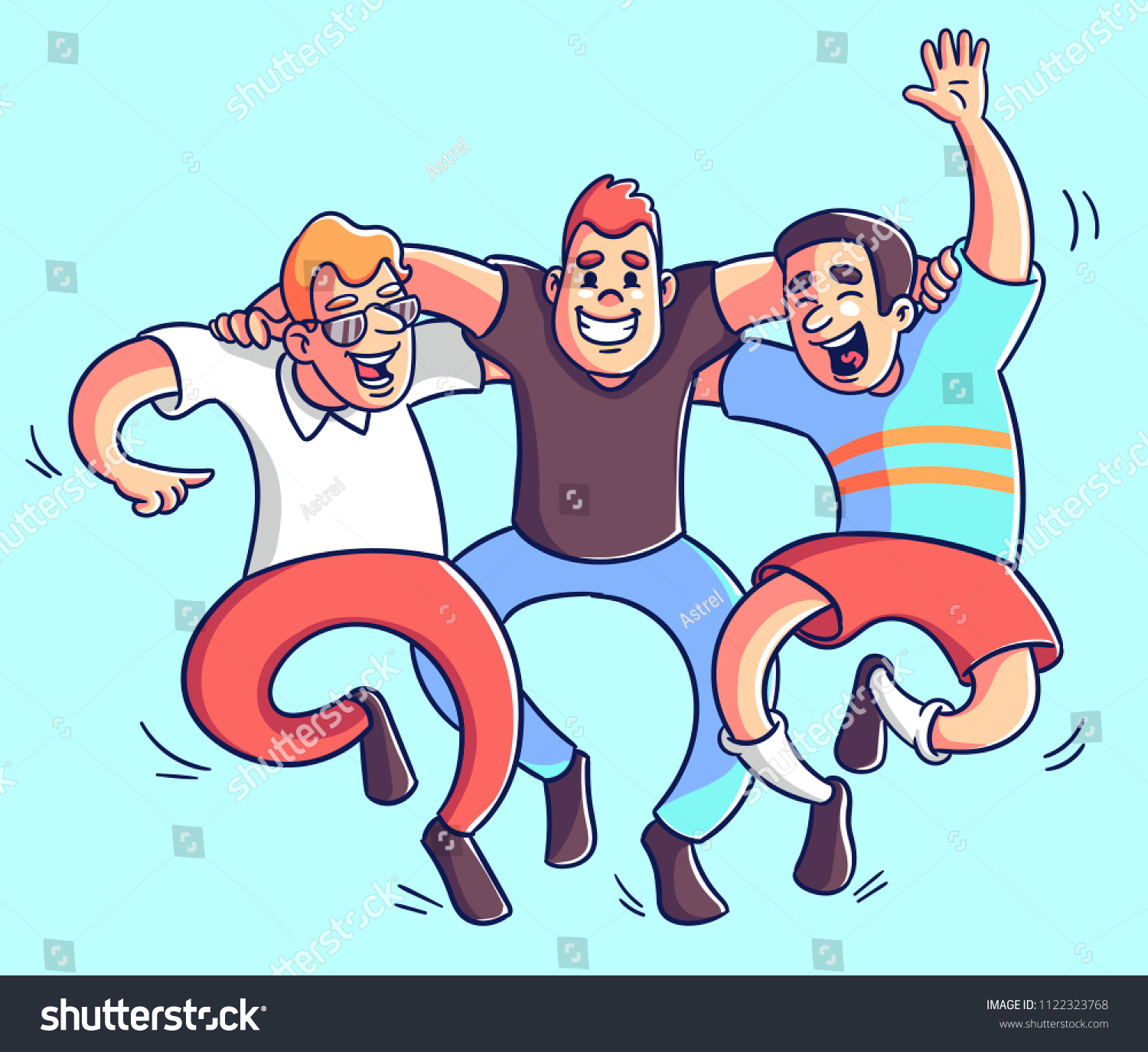 Three Men Hug Each Other Have Stock Vector (Royalty Free) 1122323768 Three Men Hug Each Other Have Stock Vector (Royalty Free) 1122323768