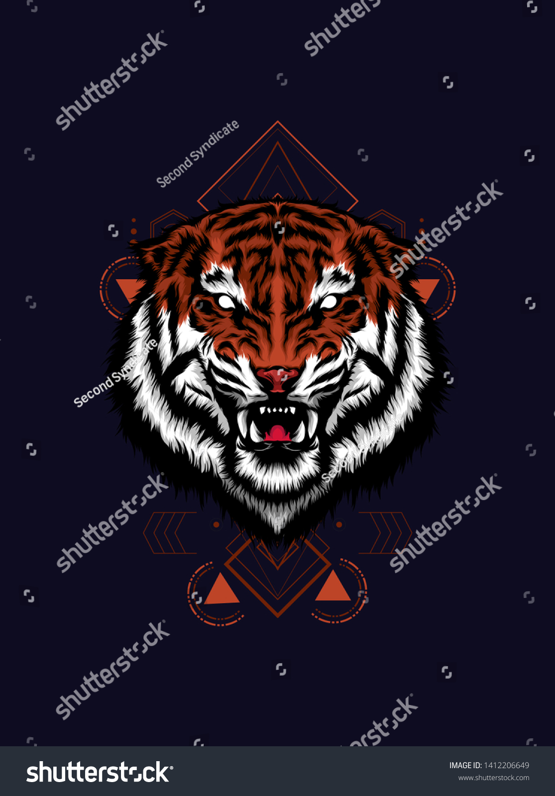 Tiger Head Sacred Geometry Pattern 库存矢量图（免版税）1412206649 | Shutterstock