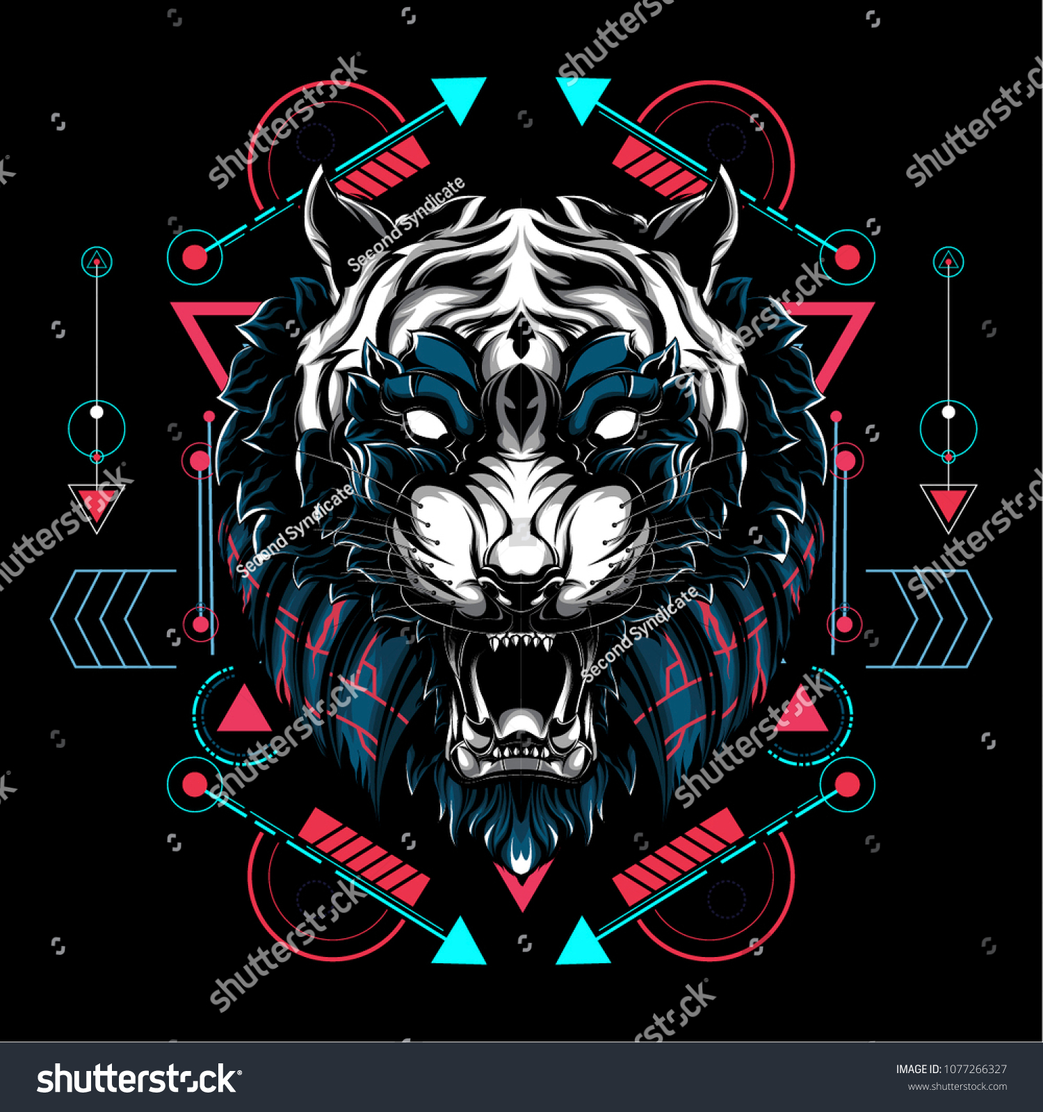 Tiger Sacred Geometry Stock Vector (Royalty Free) 1077266327