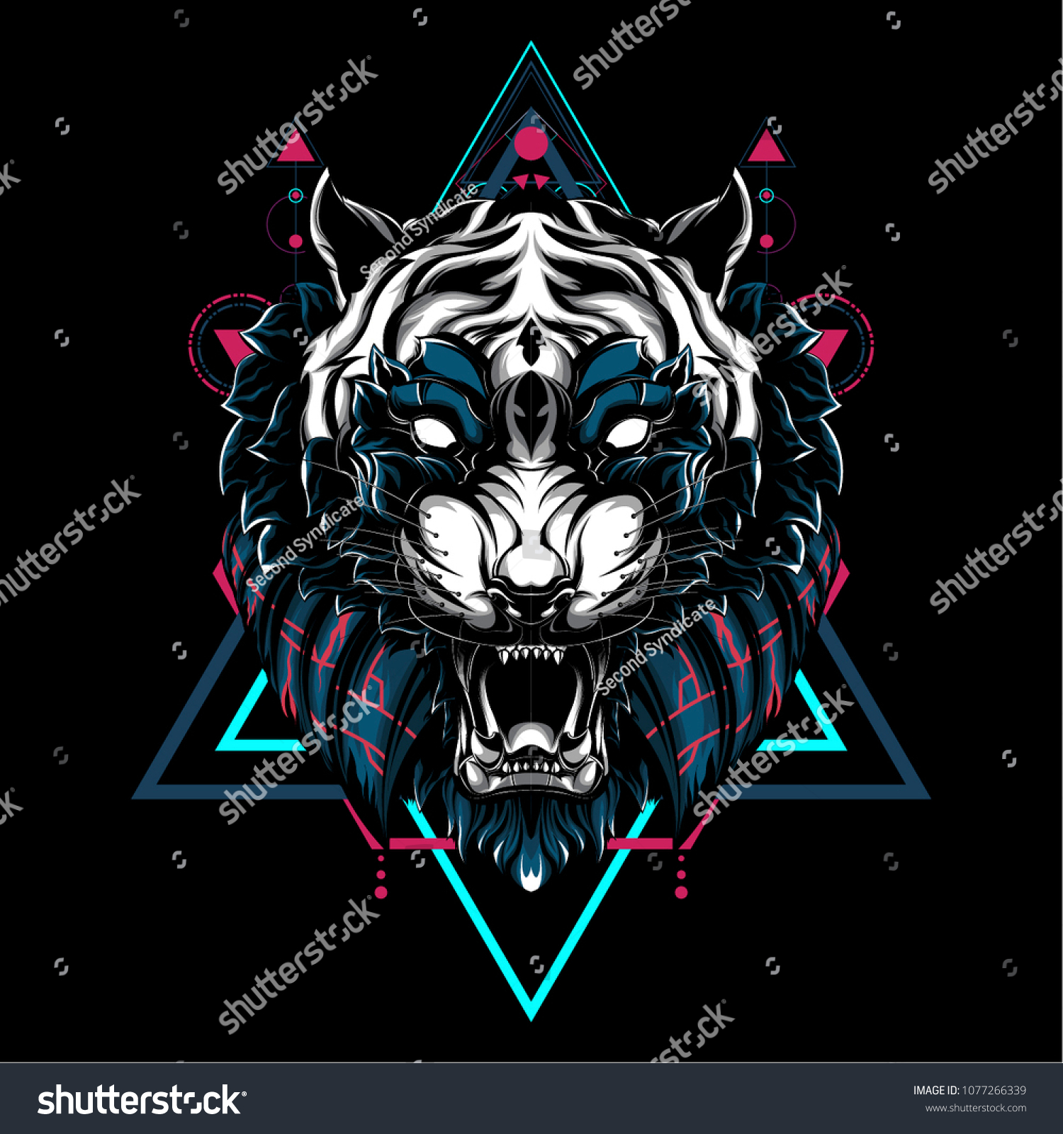 Tiger Sacred Geometry Stock Vector (Royalty Free) 1077266339